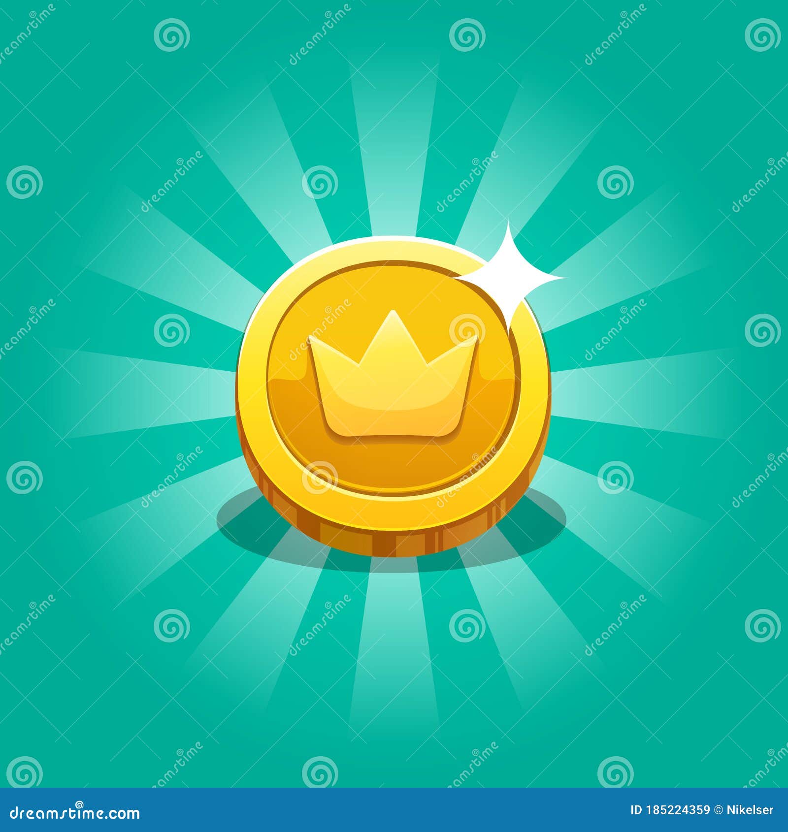 Icon Coin for the Game Interface. Receiving the Cartoon Treasure ...