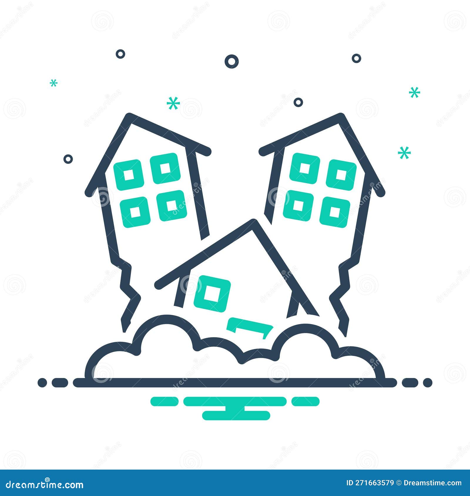 Mix Icon for Collapse, Catastrophe and Disaster Stock Vector ...