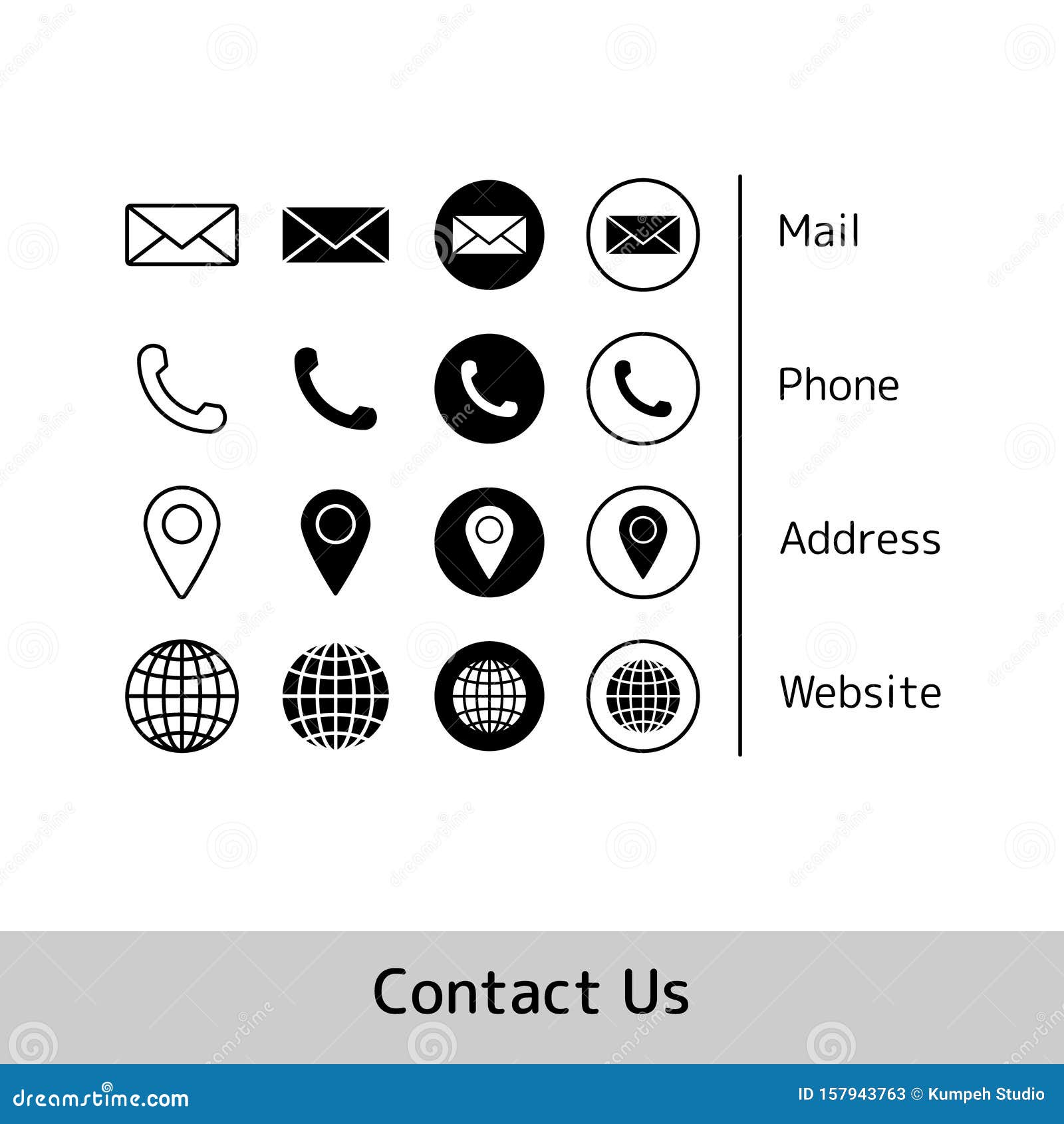 Icon Collection for Business Card. Vector EPS10 Stock Vector ...