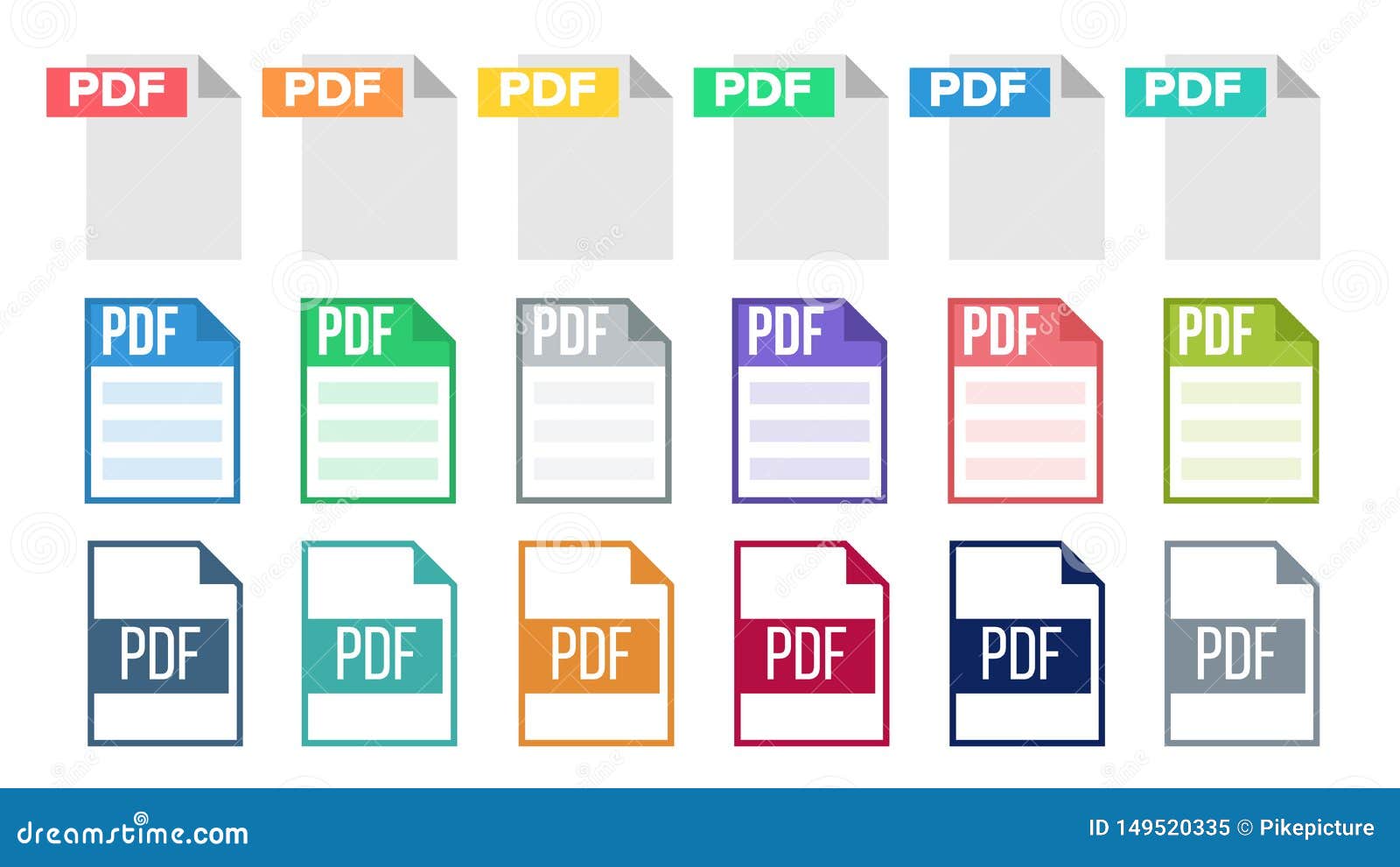 Icon Collection of Pdf Document File Set Vector Stock Vector ...