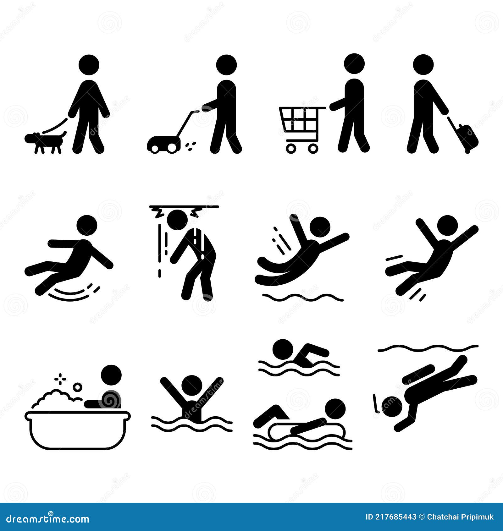 Icon Collection People Doing Various Activities Stock Vector ...