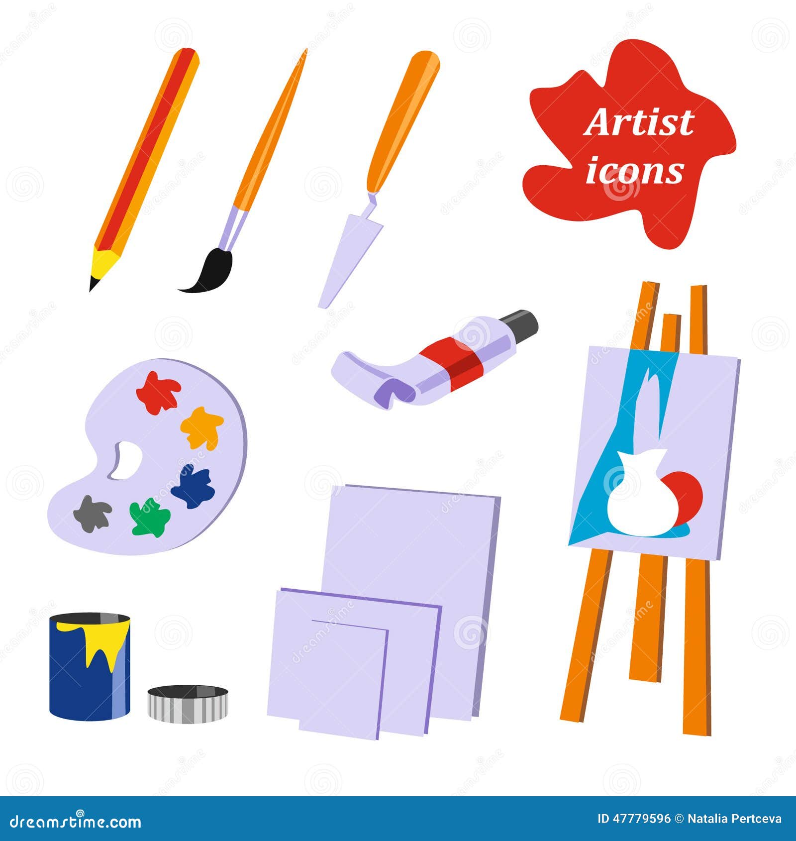 Icon Collection. Tools of the Artist Stock Vector - Illustration of ...