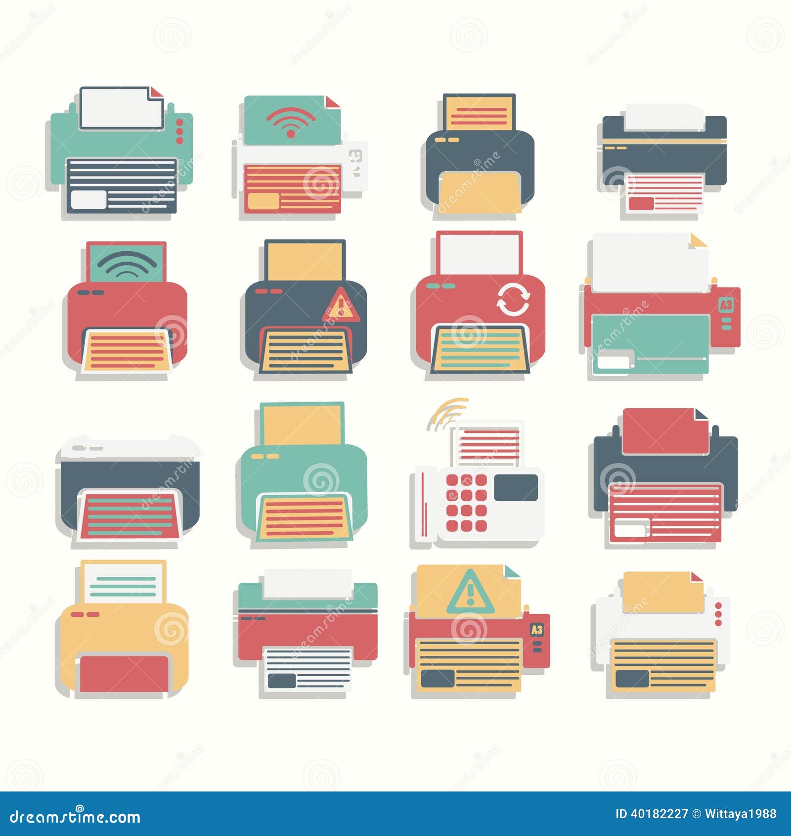 Icon Color Printer set stock vector. Illustration of page - 40182227