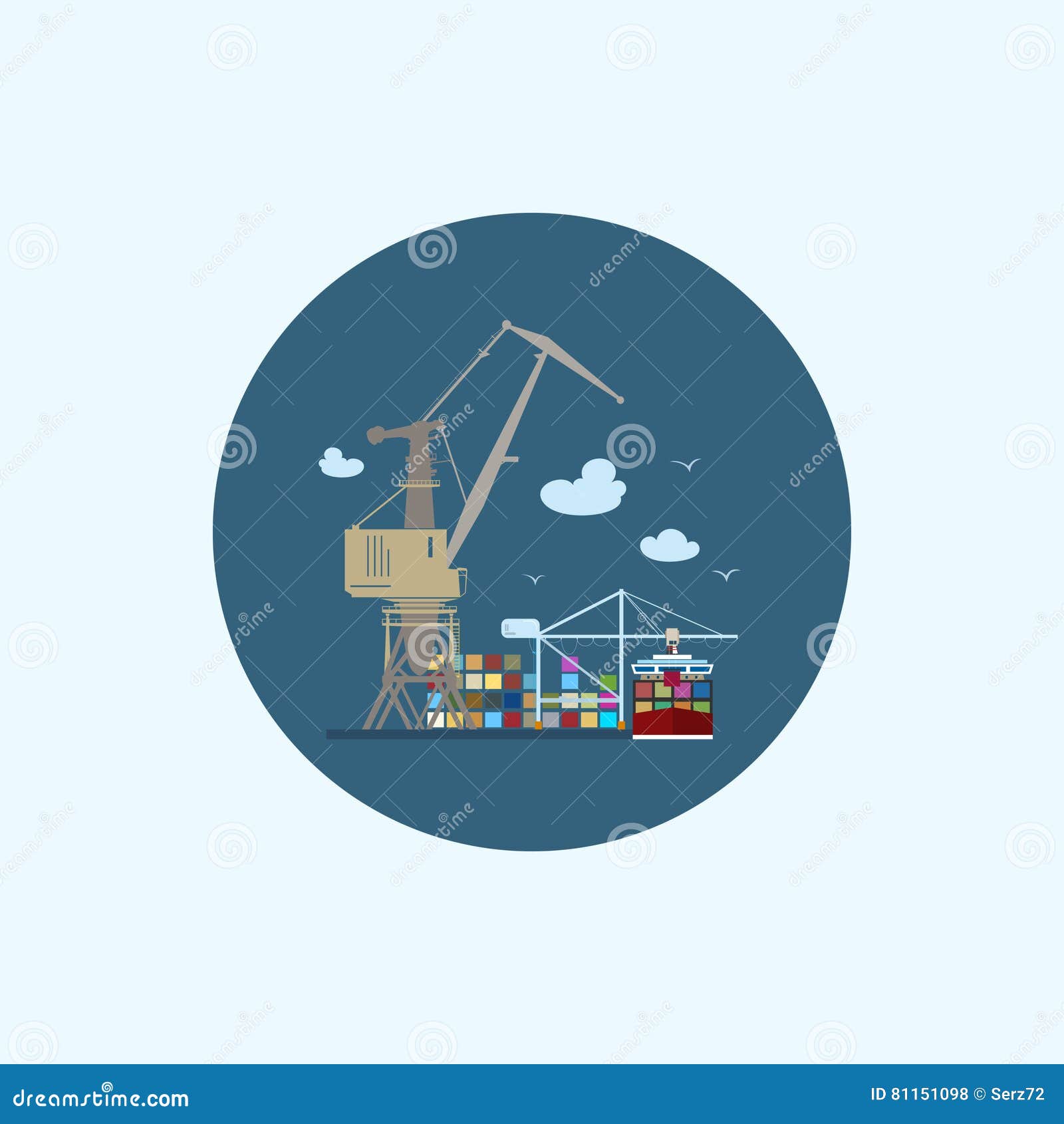 Icon with Colored Cargo Container Ship Stock Vector - Illustration of ...