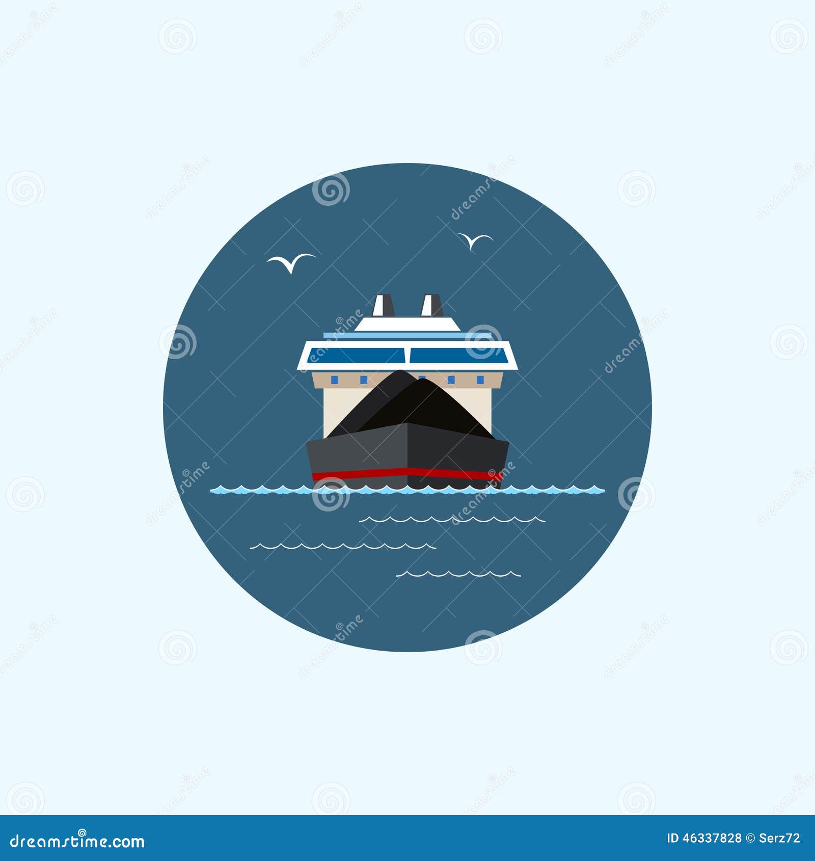 Icon with Colored Dry Cargo Ship, Vector Stock Vector - Illustration of ...