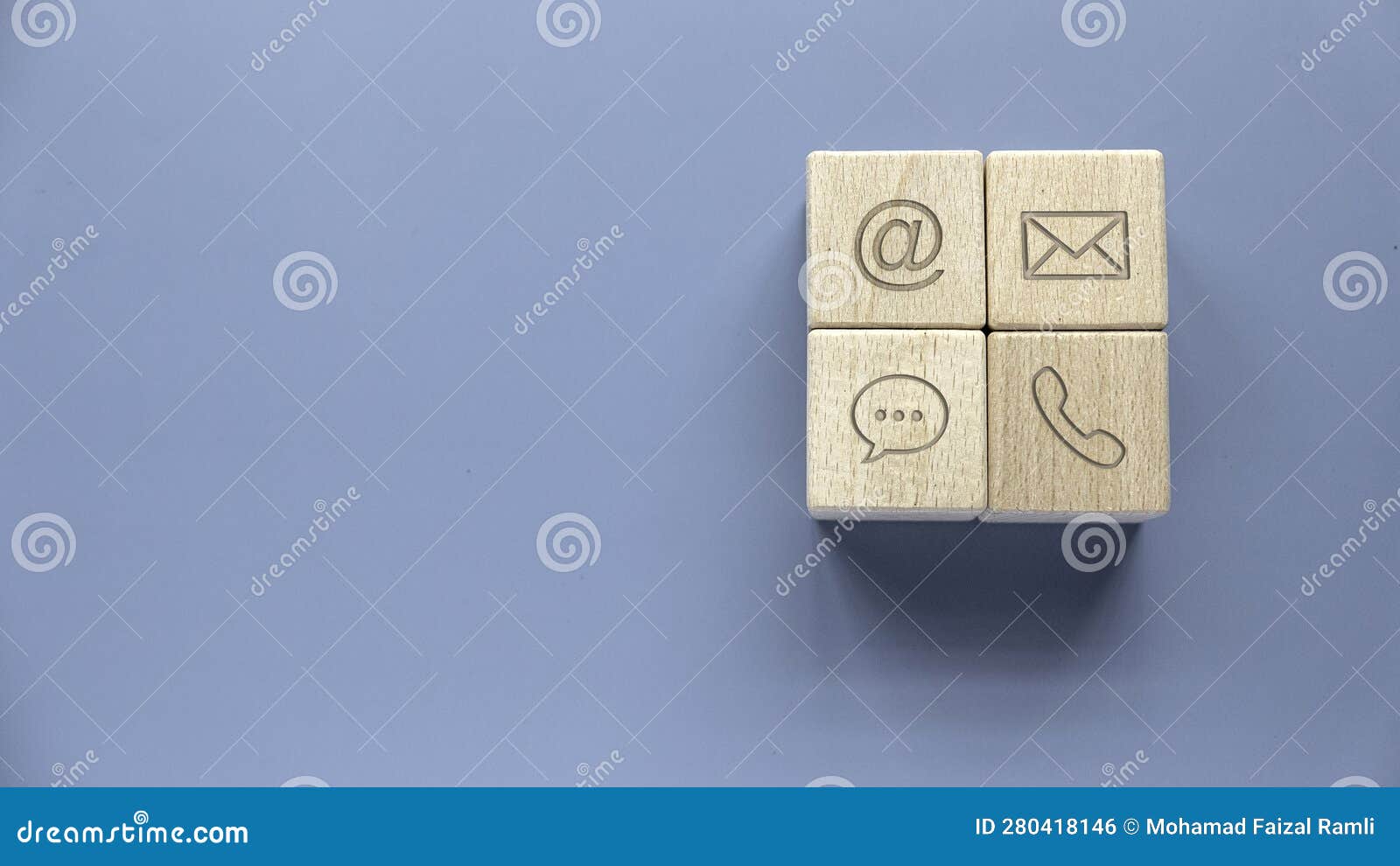 Icon of Communication Type on Wooden Cube. Contact Us or Customer ...