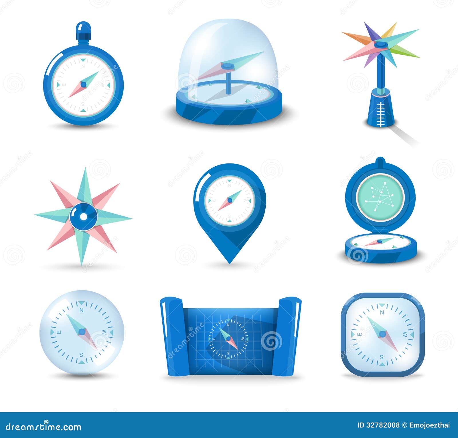 Icon compass blue stock illustration. Illustration of adventure - 32782008