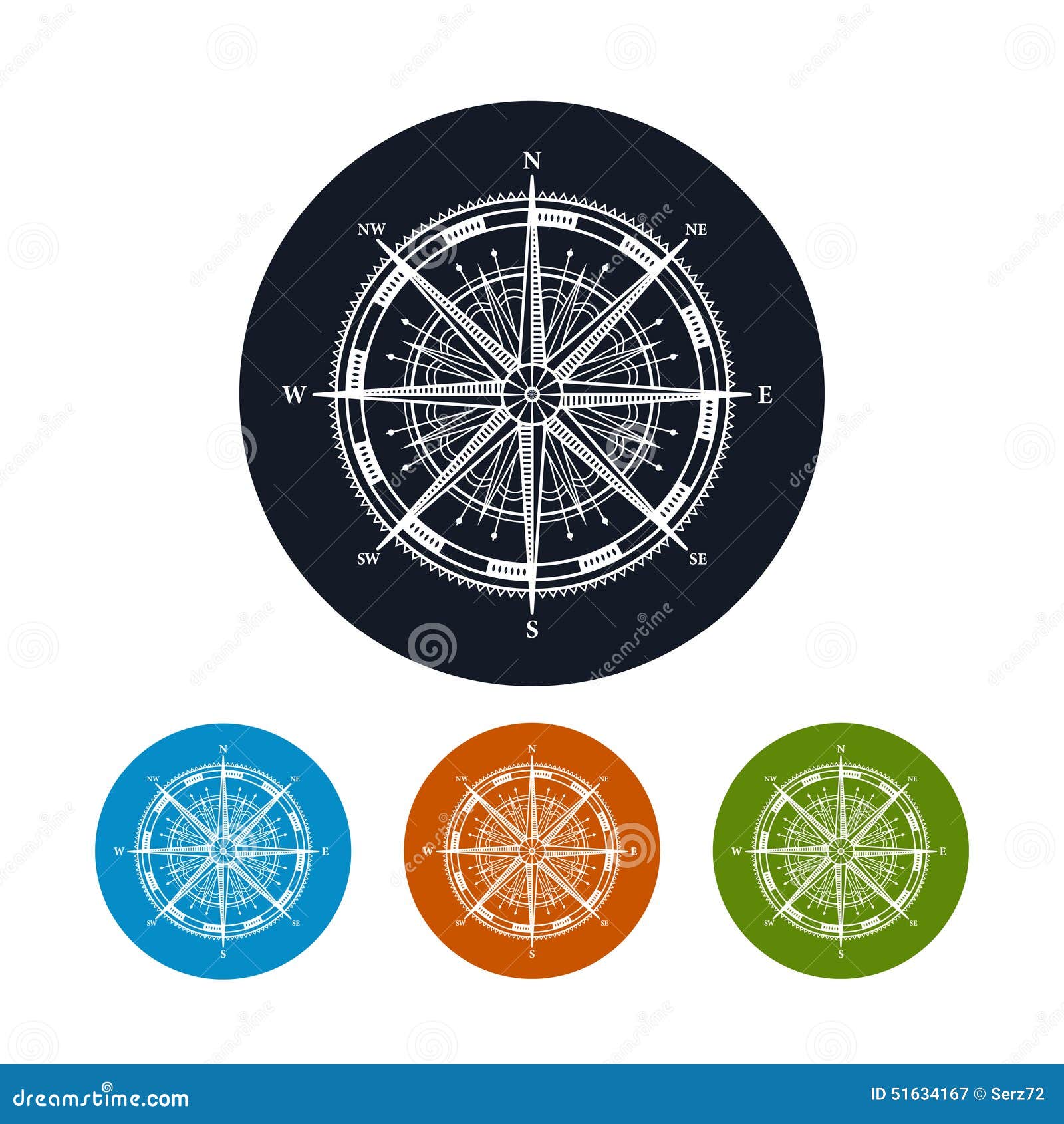 Icon Compass Rose, Vector Illustration Stock Vector - Illustration of ...