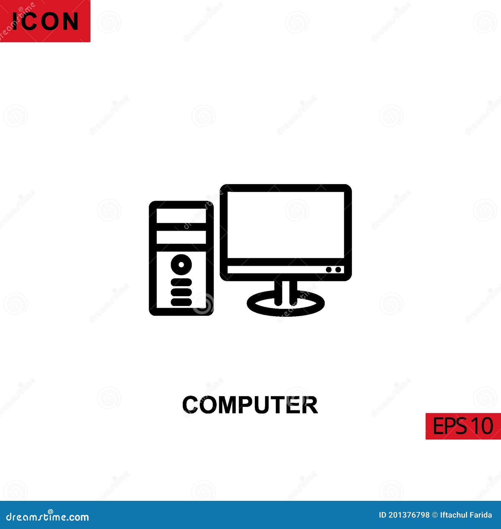 Icon Computer. Outline, Line or Linear Vector Icon Symbol Sign ...