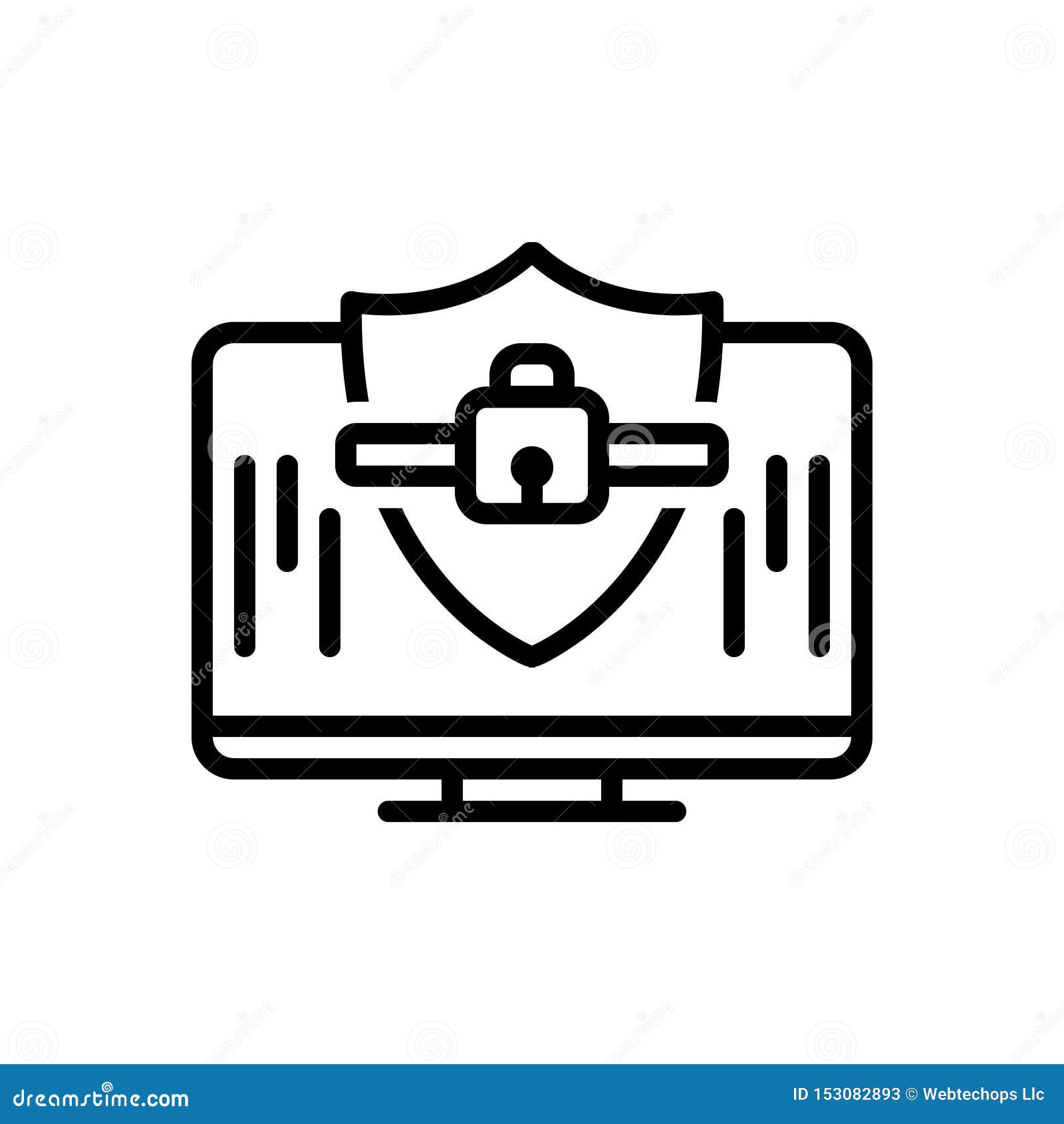 Black Line Icon for Computer Security, Computer and Security Stock ...