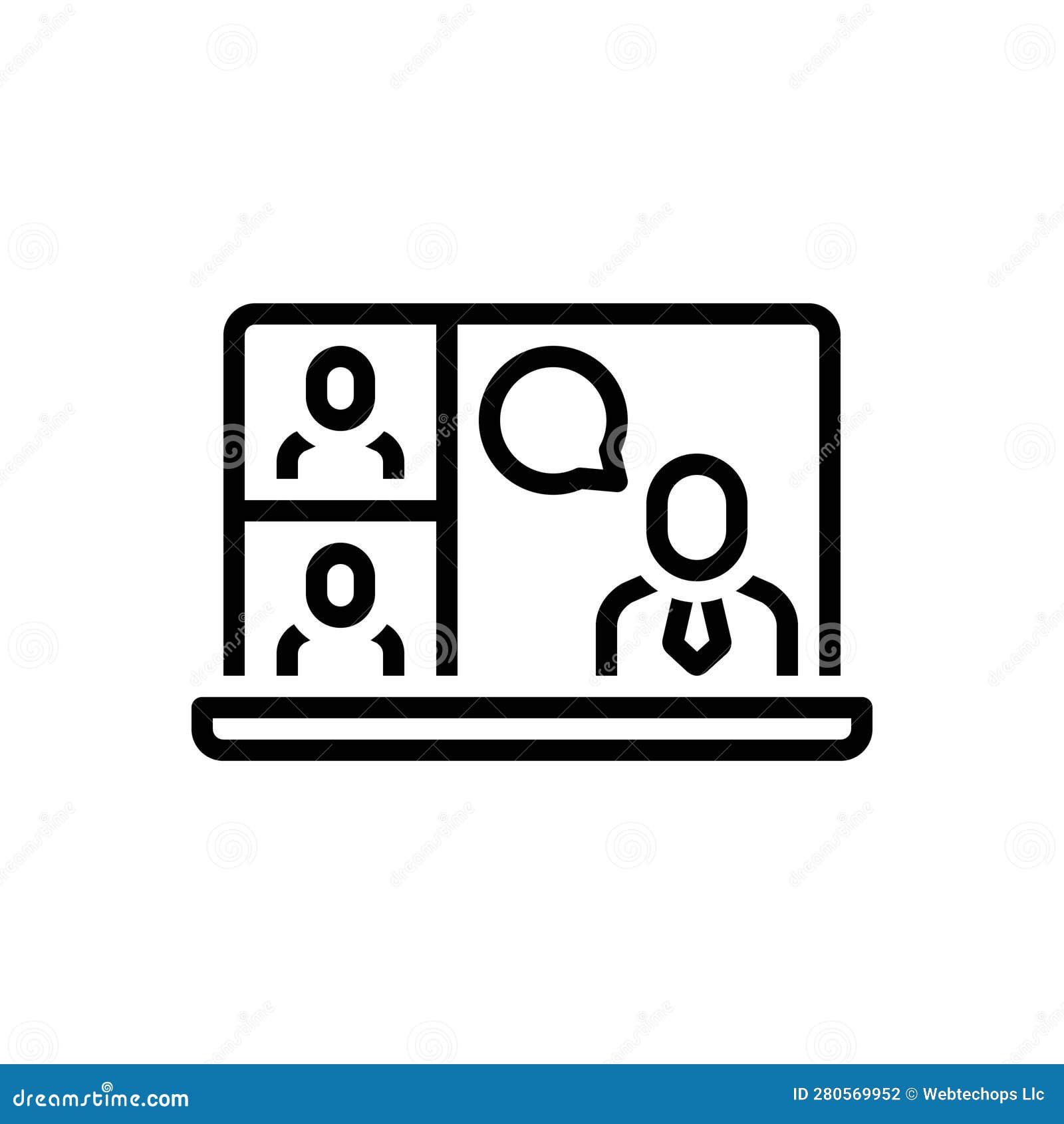 Black Line Icon for Conferencing, Meeting and Audience Stock Vector ...