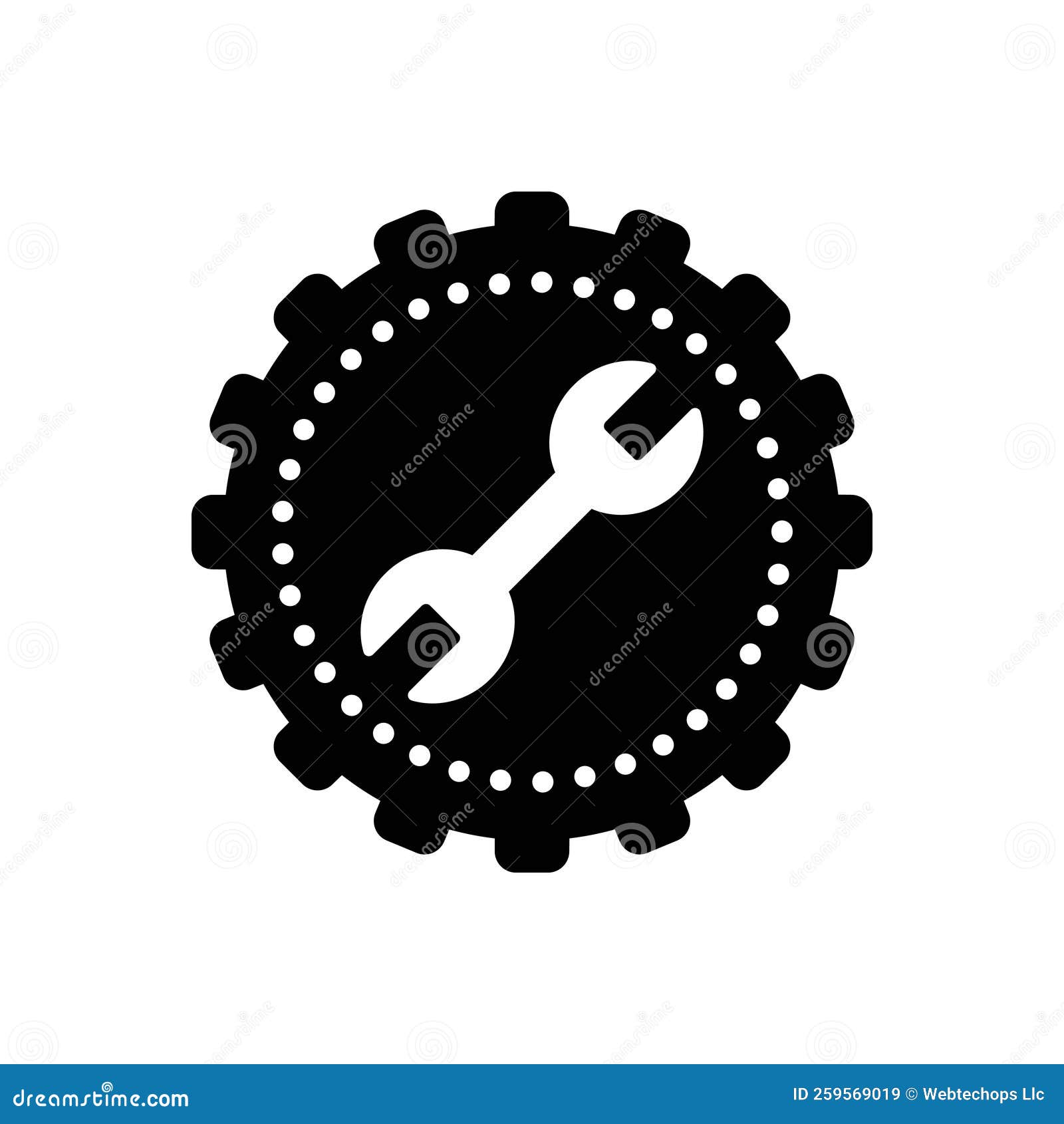 Black Solid Icon for Config, Spanner and Gear Stock Vector ...