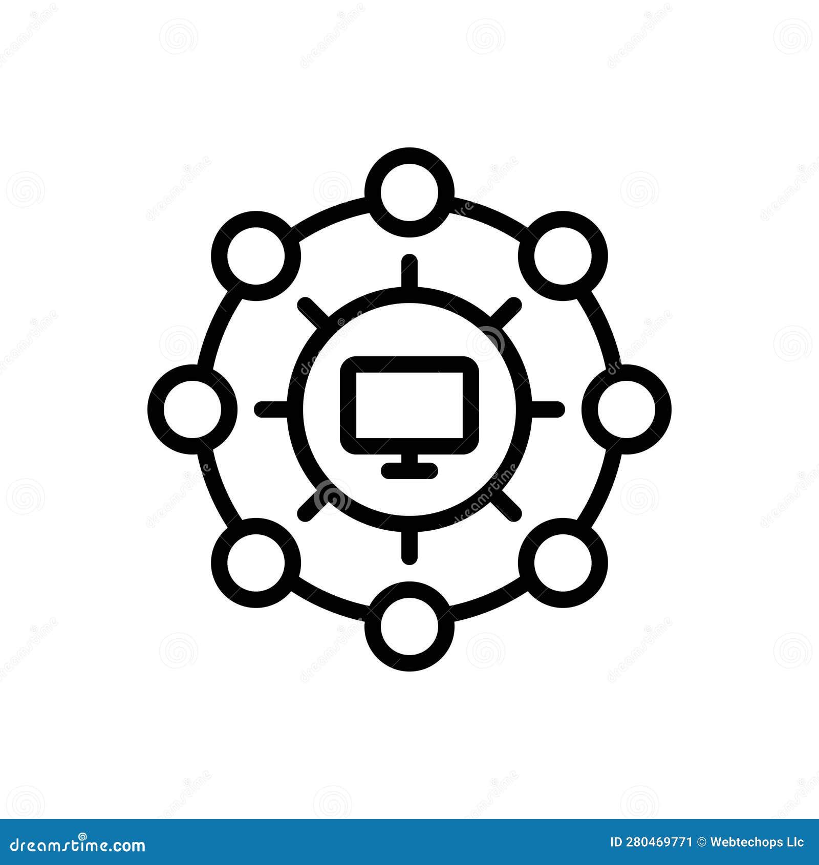Black Line Icon for Connectivity, Networking and Sharing Stock Vector ...