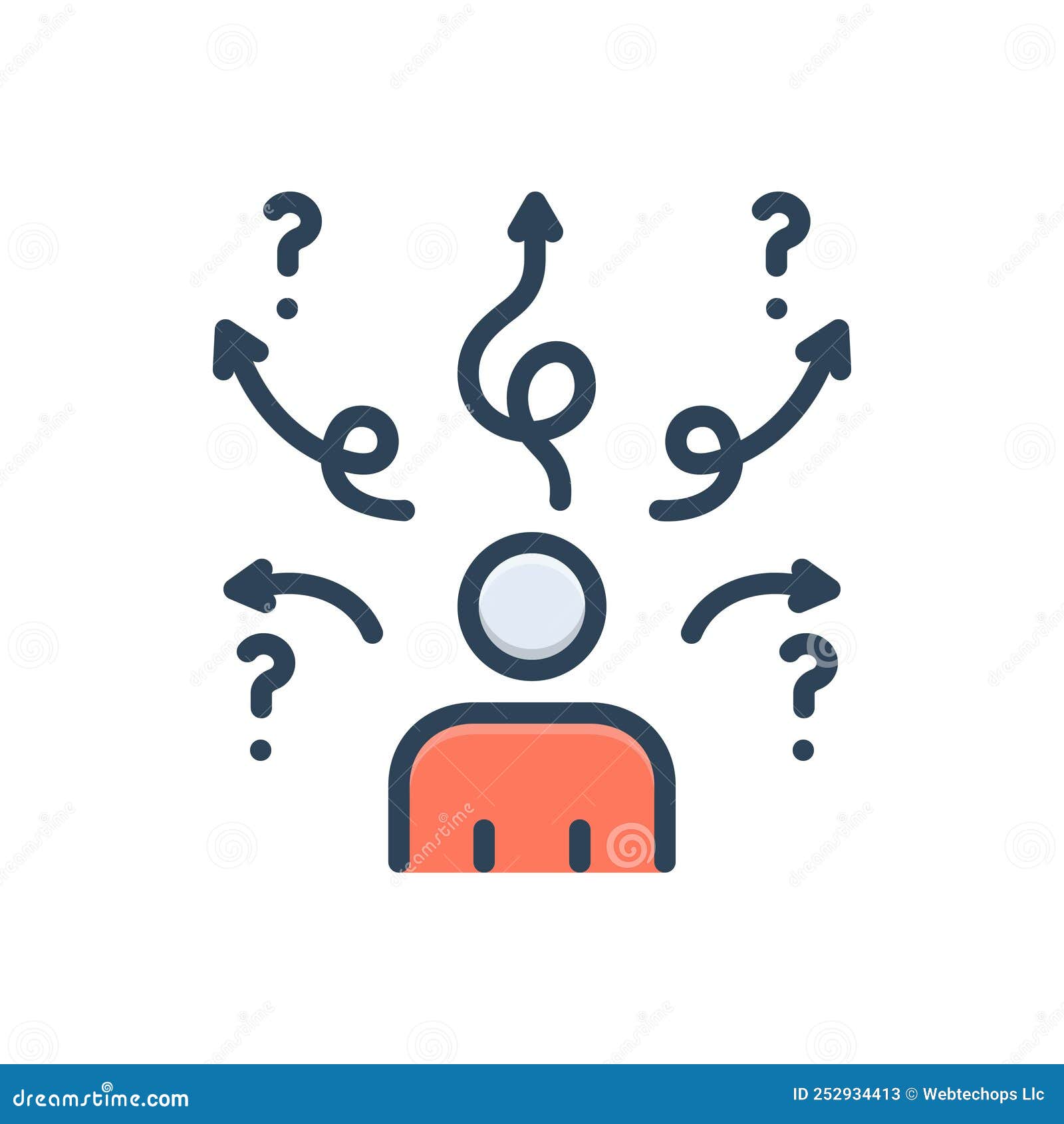 Color Illustration Icon for Consideration, Why and Question Stock ...