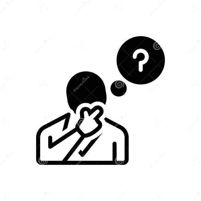 Black Solid Icon for Considerations, Thought and Mulling Stock Vector ...