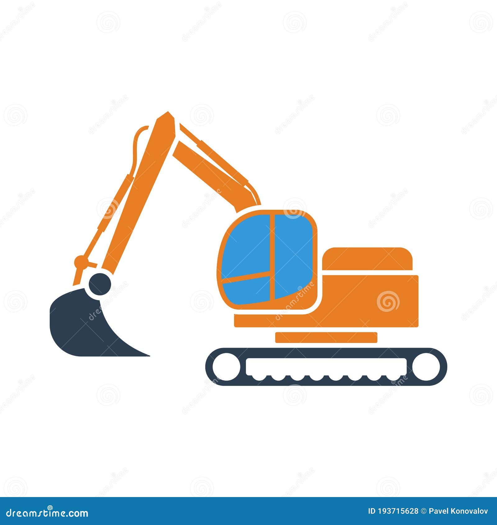 Bulldozer In Outline Style. Front, Side And Back View Of Digger ...