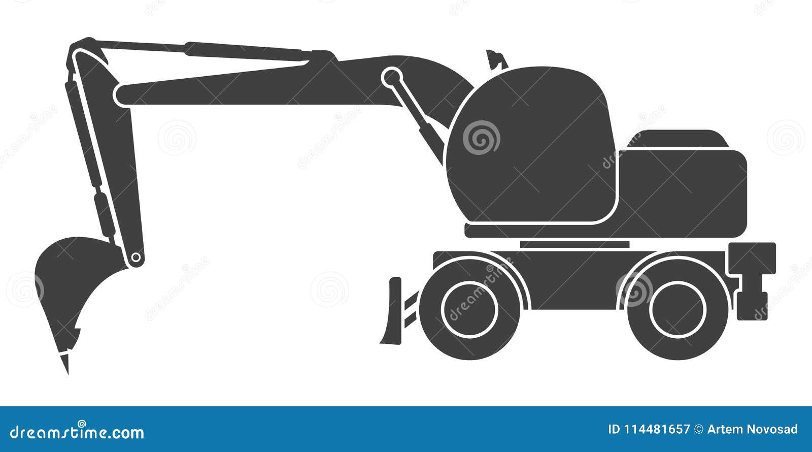 Construction Excavator Side View Isolated 3d Rendering Stock Image ...