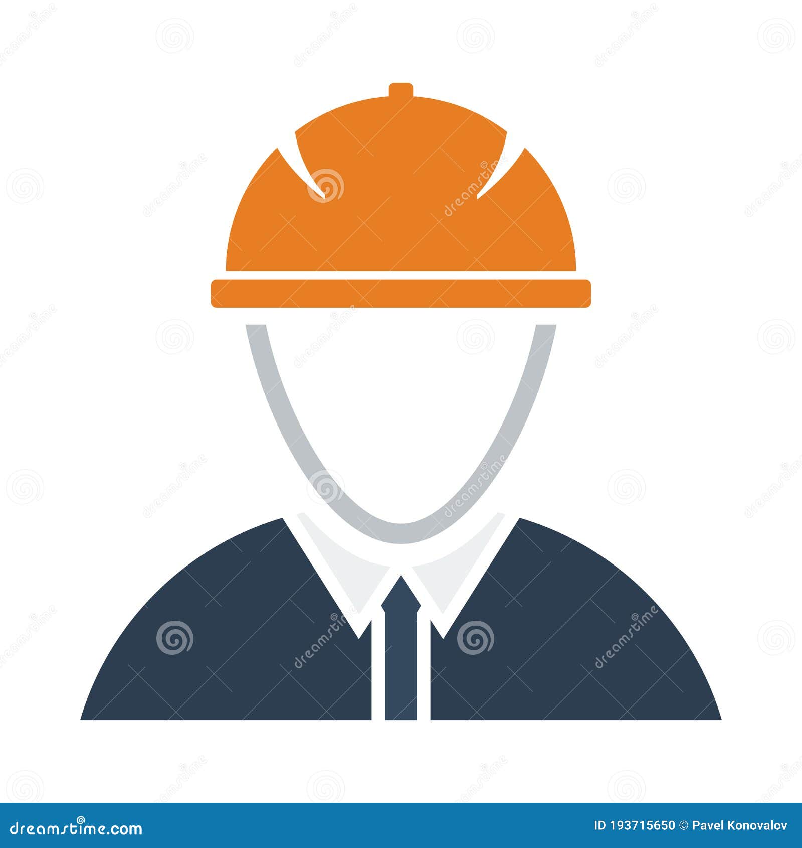 Icon of Construction Worker Head in Helmet Stock Vector - Illustration ...