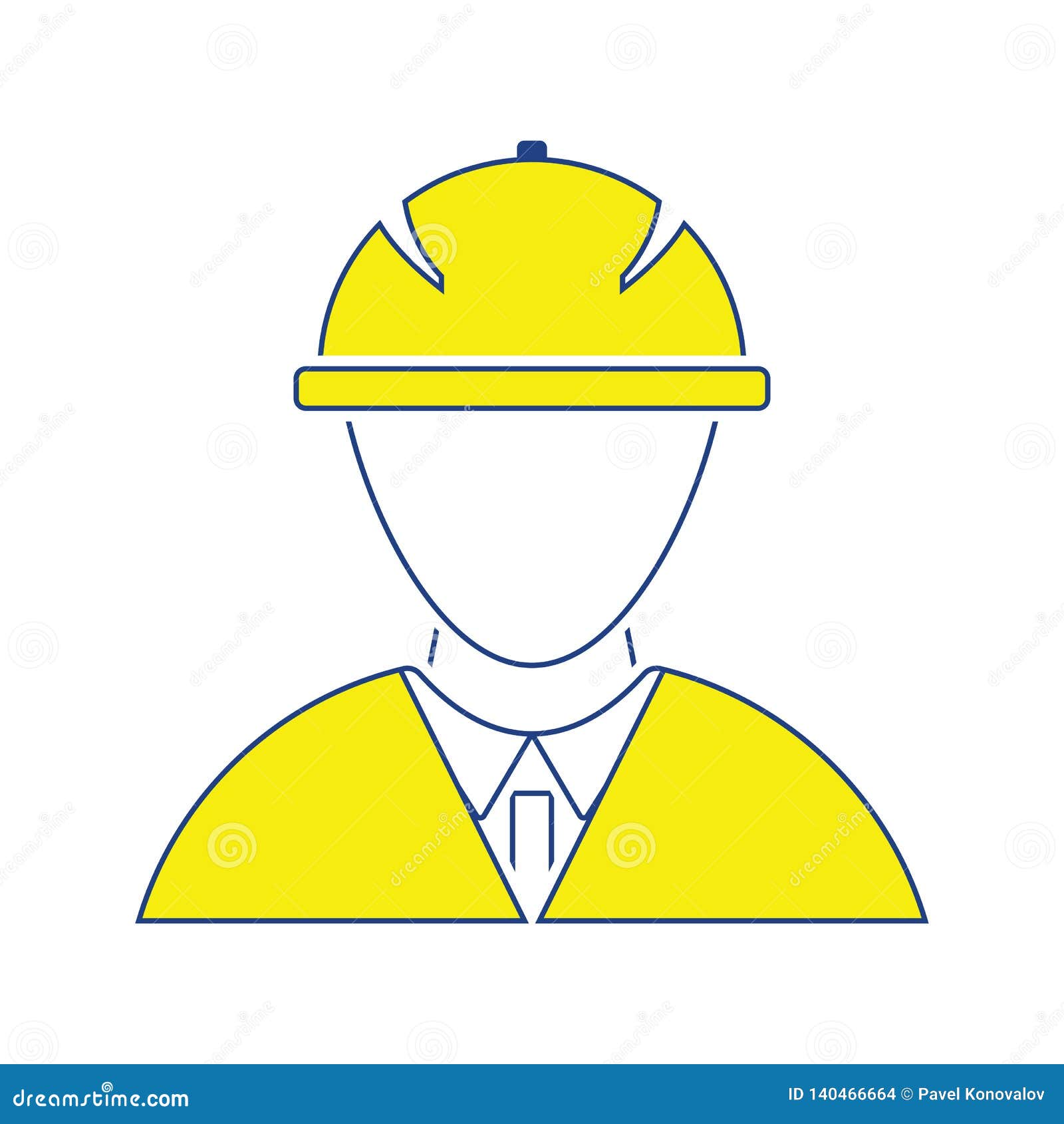 Icon of Construction Worker Head in Helmet Stock Vector - Illustration ...