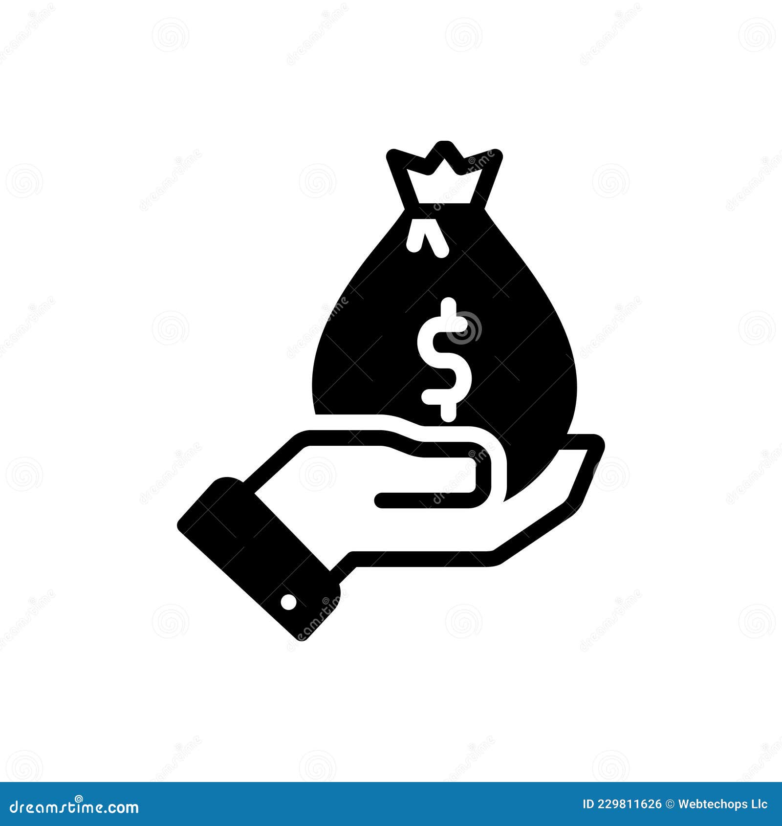 Black Solid Icon for Contribution, Money and Donation Stock Vector ...