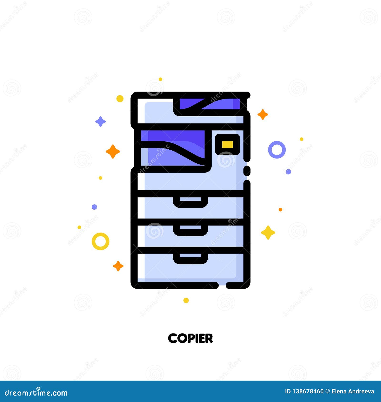 Icon Of Copier Or Multifunction Printer Scanner For Office Work Concept. Flat Filled Outline ...