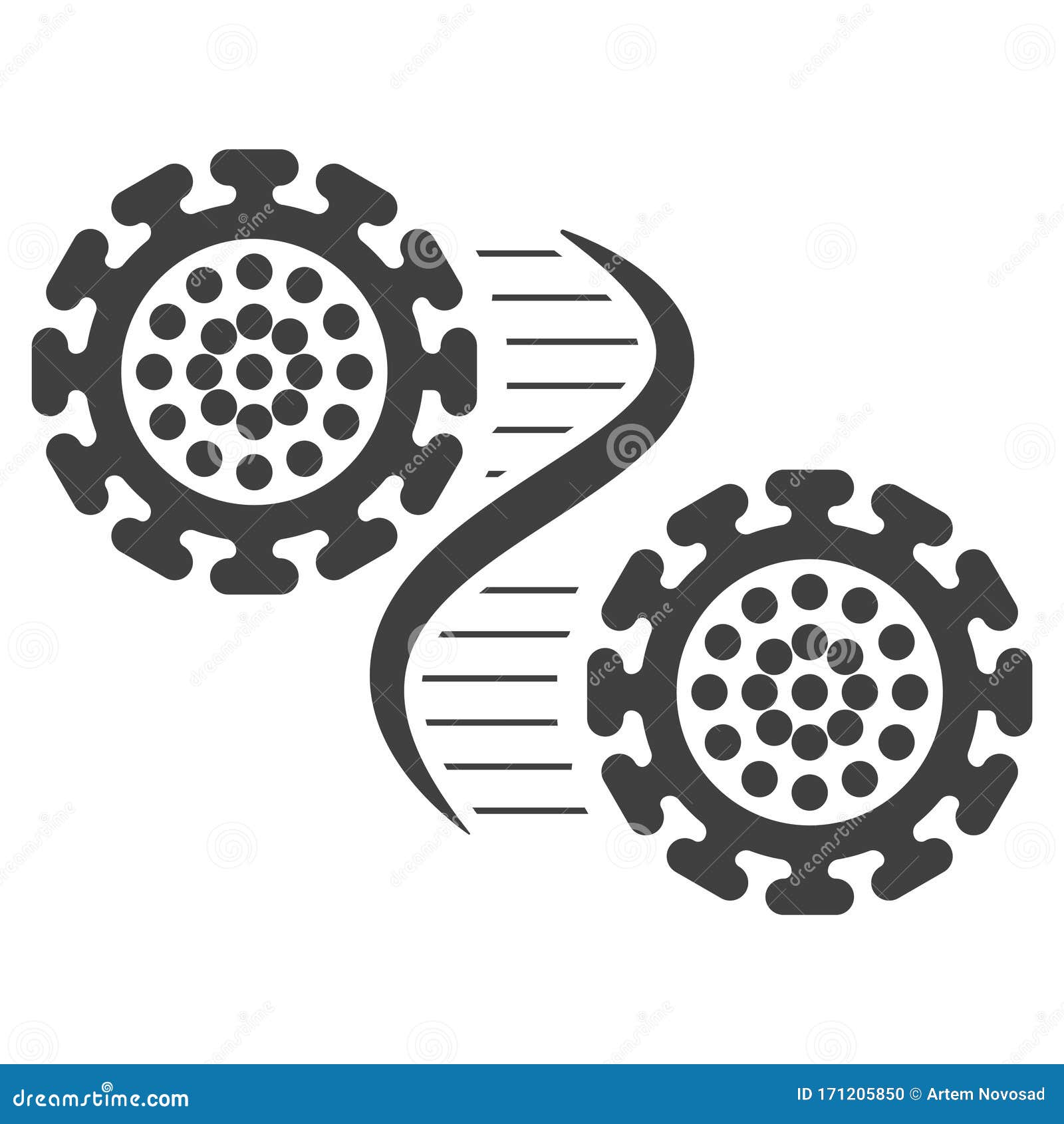 Icon of Coronavirus Molecules and Their Rna Structure. Isolated Vector ...