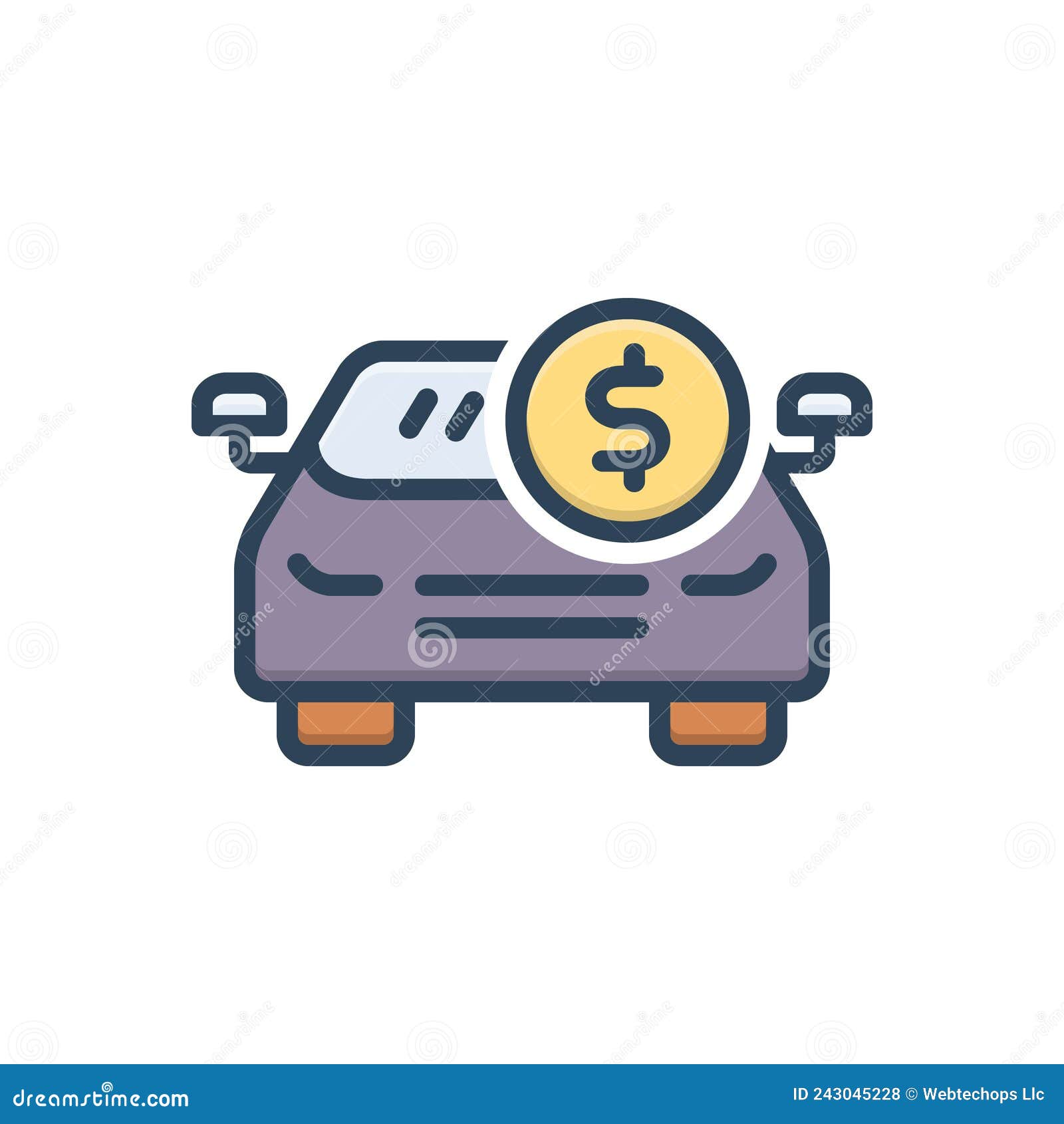 Color Illustration Icon for Cost, Car and Expensive Stock Illustration ...