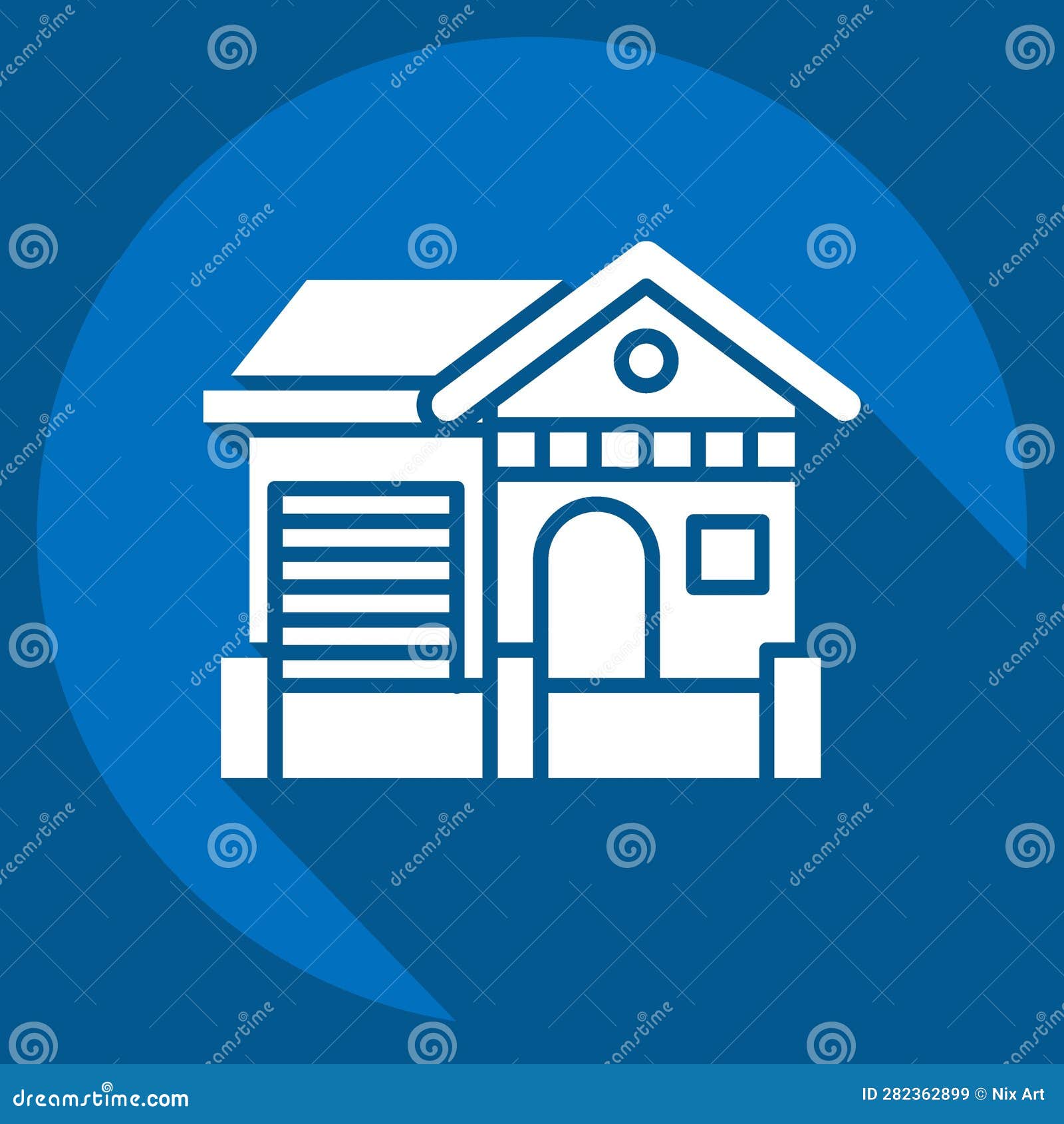 Icon Cottage. Related To Accommodations Symbol. Long Shadow Style ...