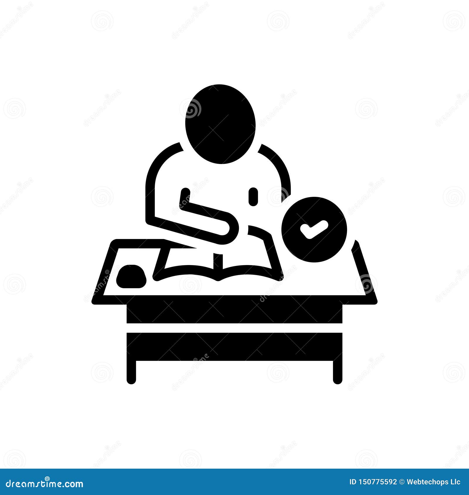 Black Solid Icon for Coursework, Desk and People Stock Vector ...