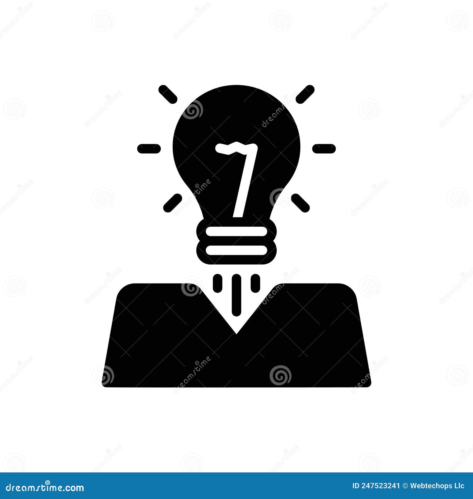 Black Solid Icon for Creation, Idea and Brain Stock Vector ...