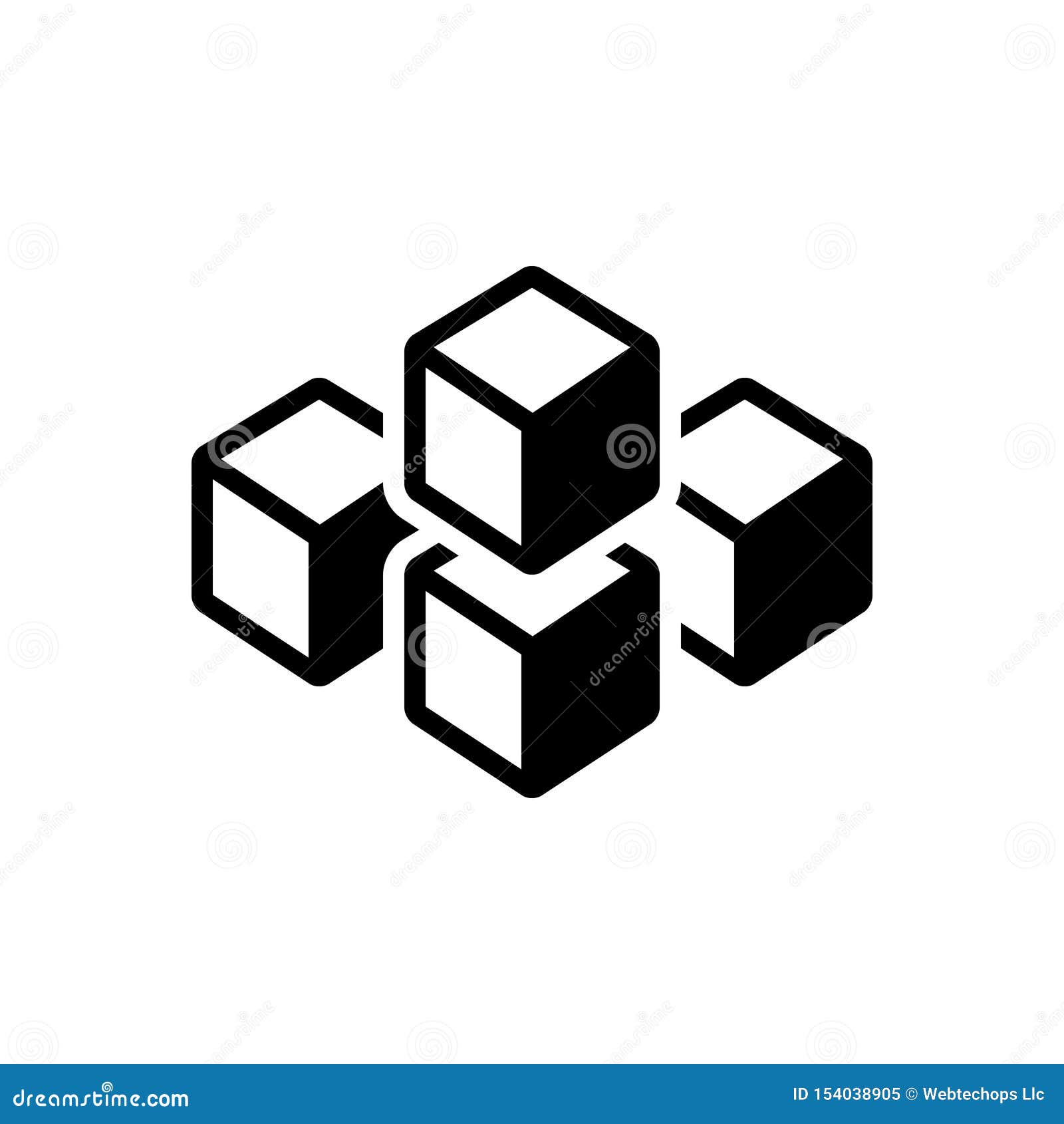 Black Solid Icon for Cube Graphic of Squares, Technology and Polygon ...