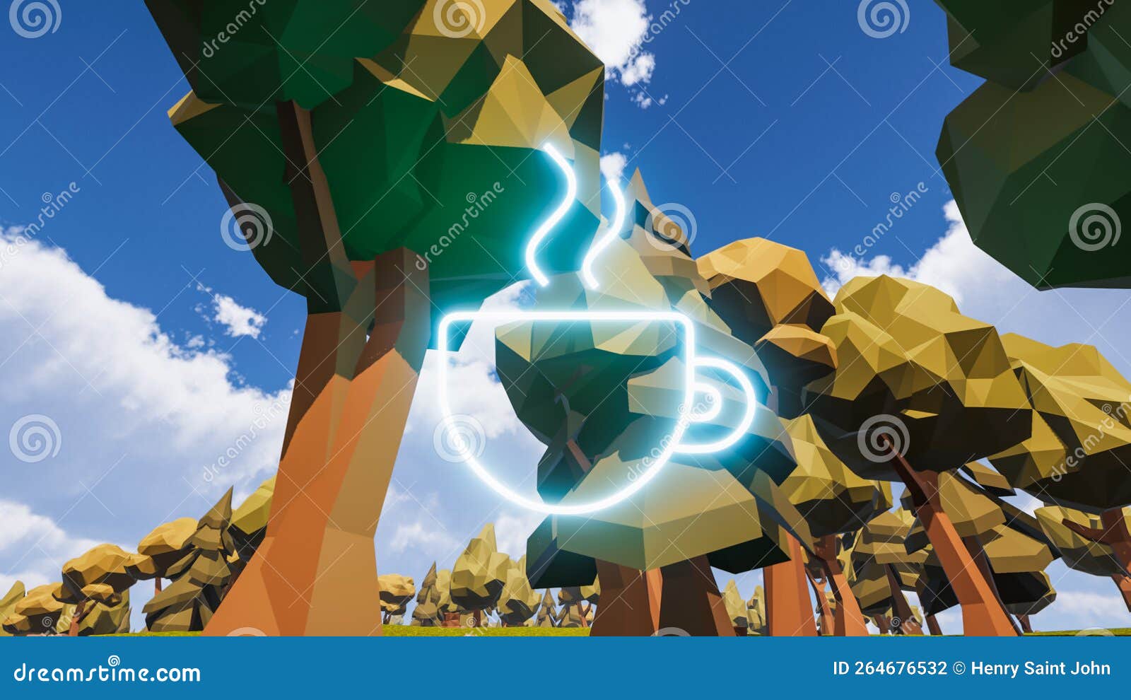 Icon of a Cup of Coffee with a Natural Environment in the Background 3d ...