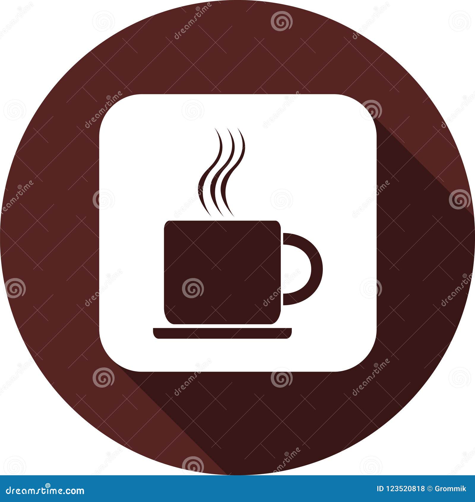 Icon of a Cup of Coffee on a White Square. White Flat Image with Stock ...