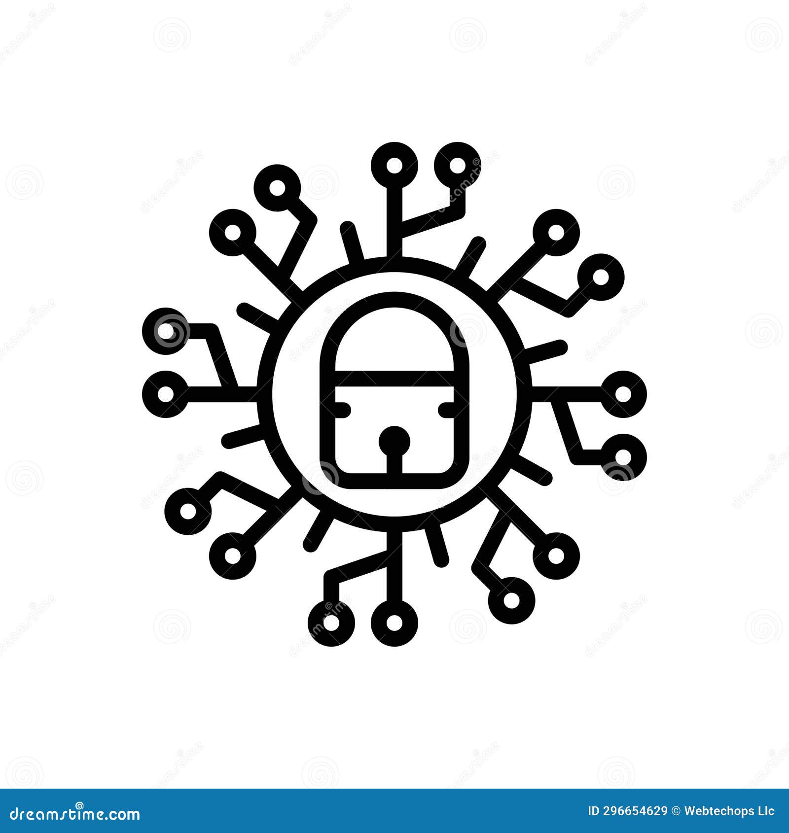 Black Line Icon for Cyber Security, Cyber and Technology Stock Vector ...