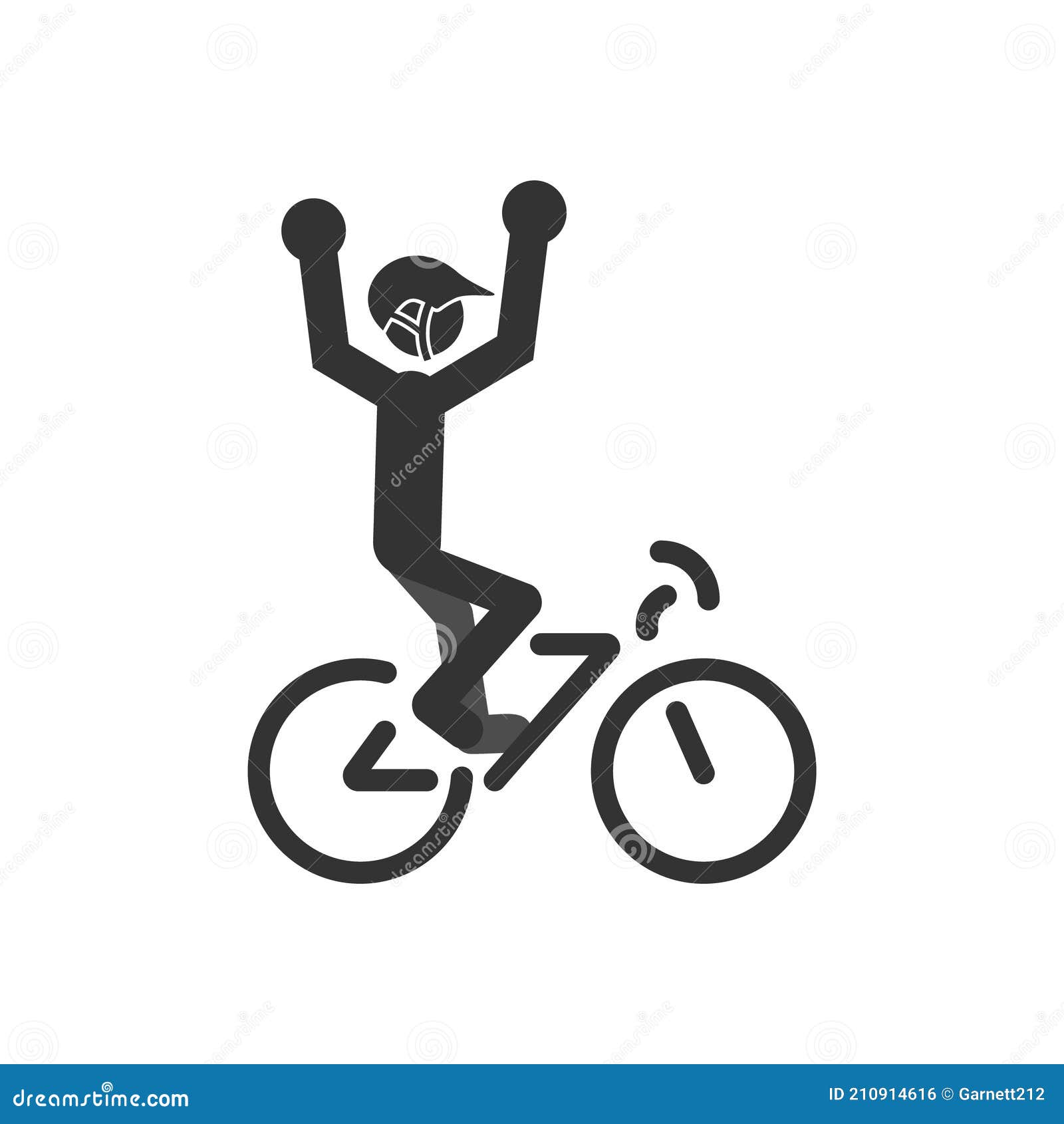 Icon of a Cyclist with His Hands Up. the Winner of the Competition is a ...