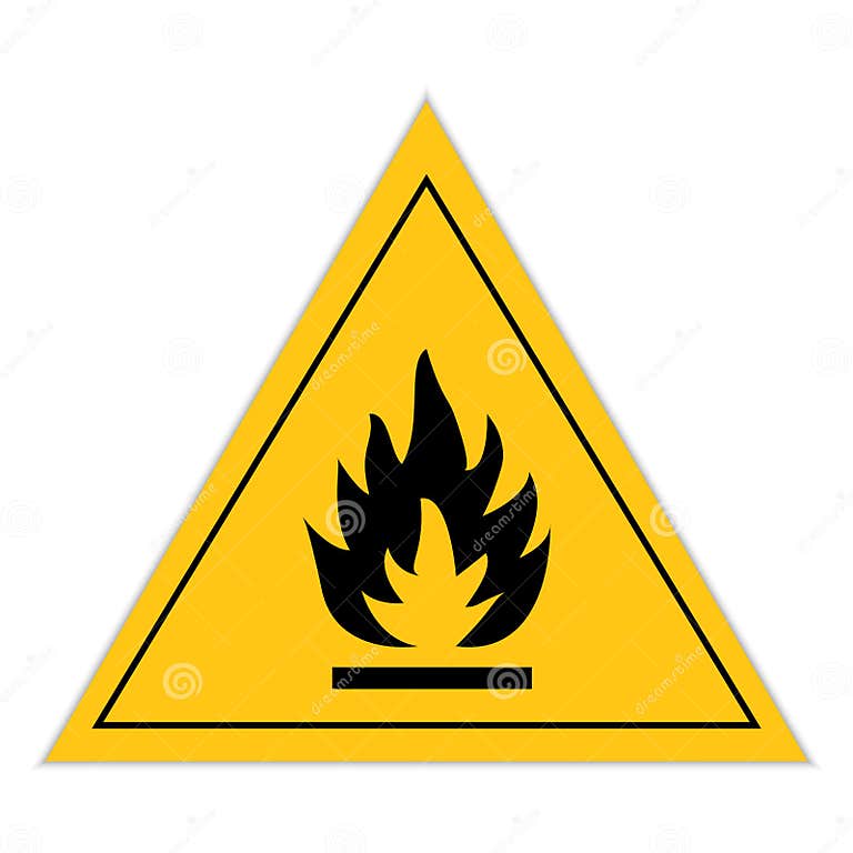 Icon Danger Fire Risk. Fire on Yellow Triangle Isolated on White ...
