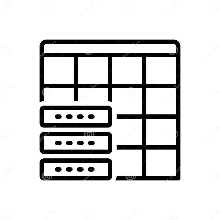 Black Line Icon for Datatable, Technology, Table and Chart Stock Vector ...