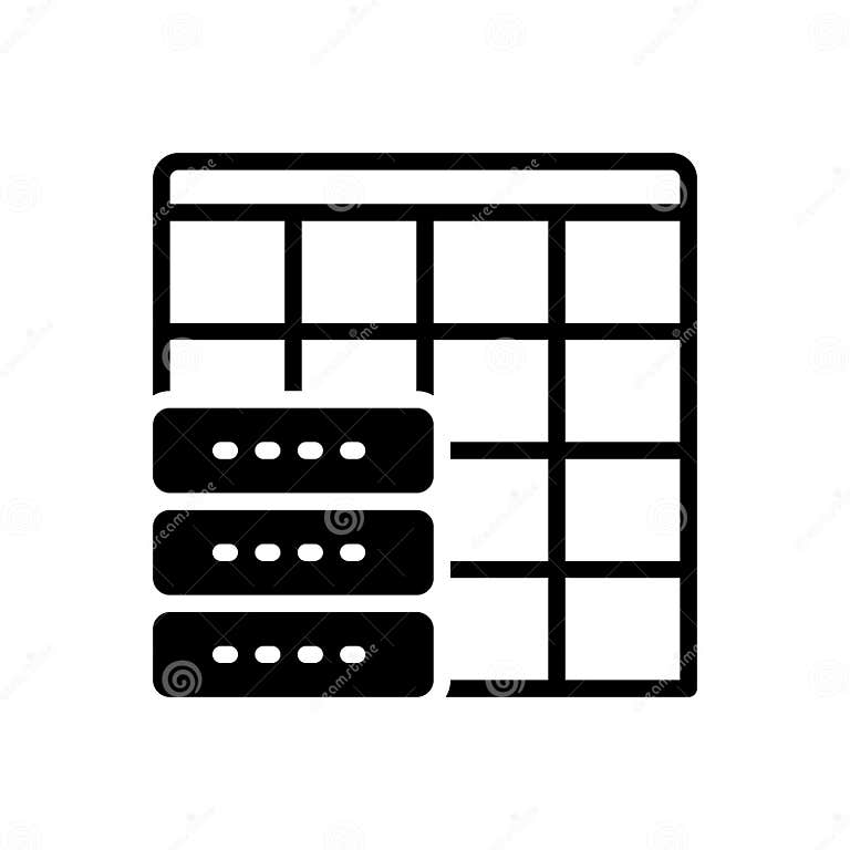 Black Solid Icon for Datatable, Table and Chart Stock Vector ...