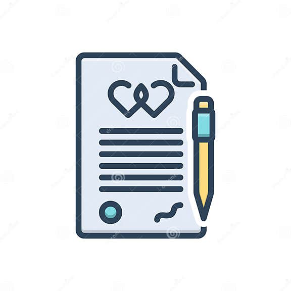 Color Illustration Icon for Declaration, Announcement and Marriage Stock Illustration ...