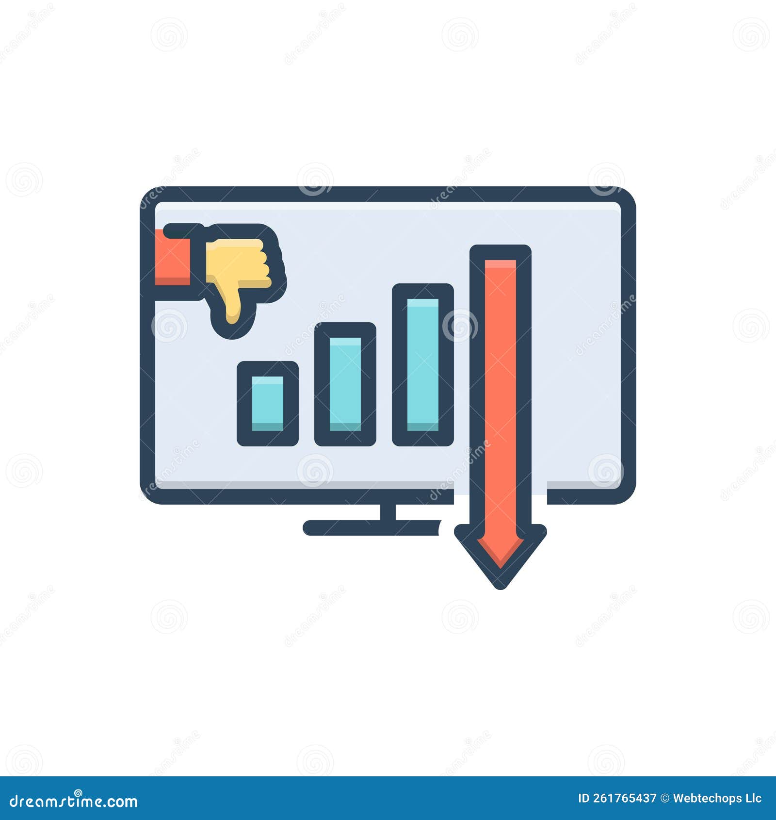 Color Illustration Icon for Declined, Decrease and Reduce Stock Vector - Illustration of economy ...