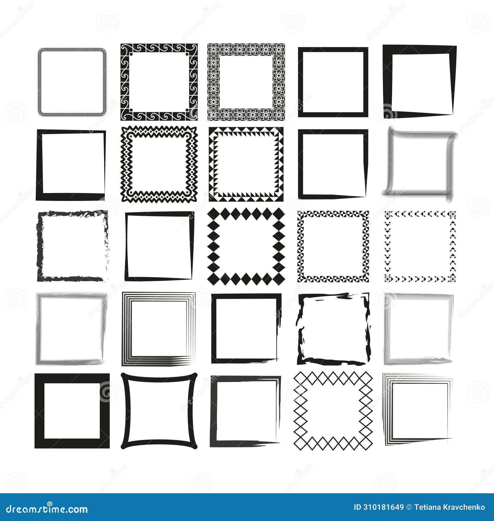 Icon Decorative Frames Set. Variety of Patterns. Gallery Border Designs. Vector Illustration ...