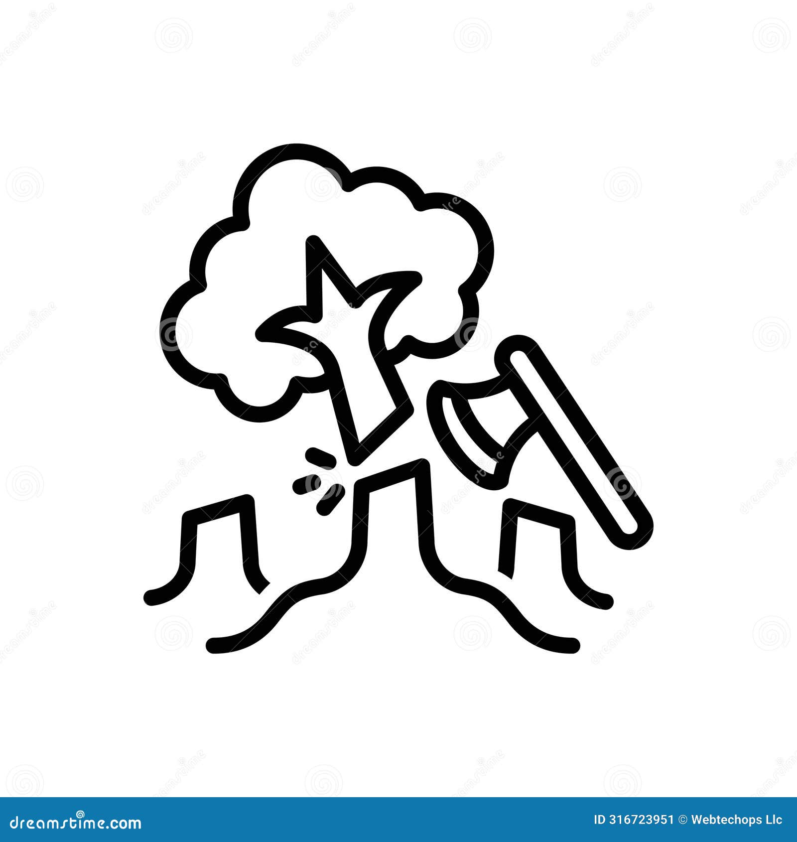 Black Line Icon For Deforestation, Erosion And Forest Cartoon Vector ...