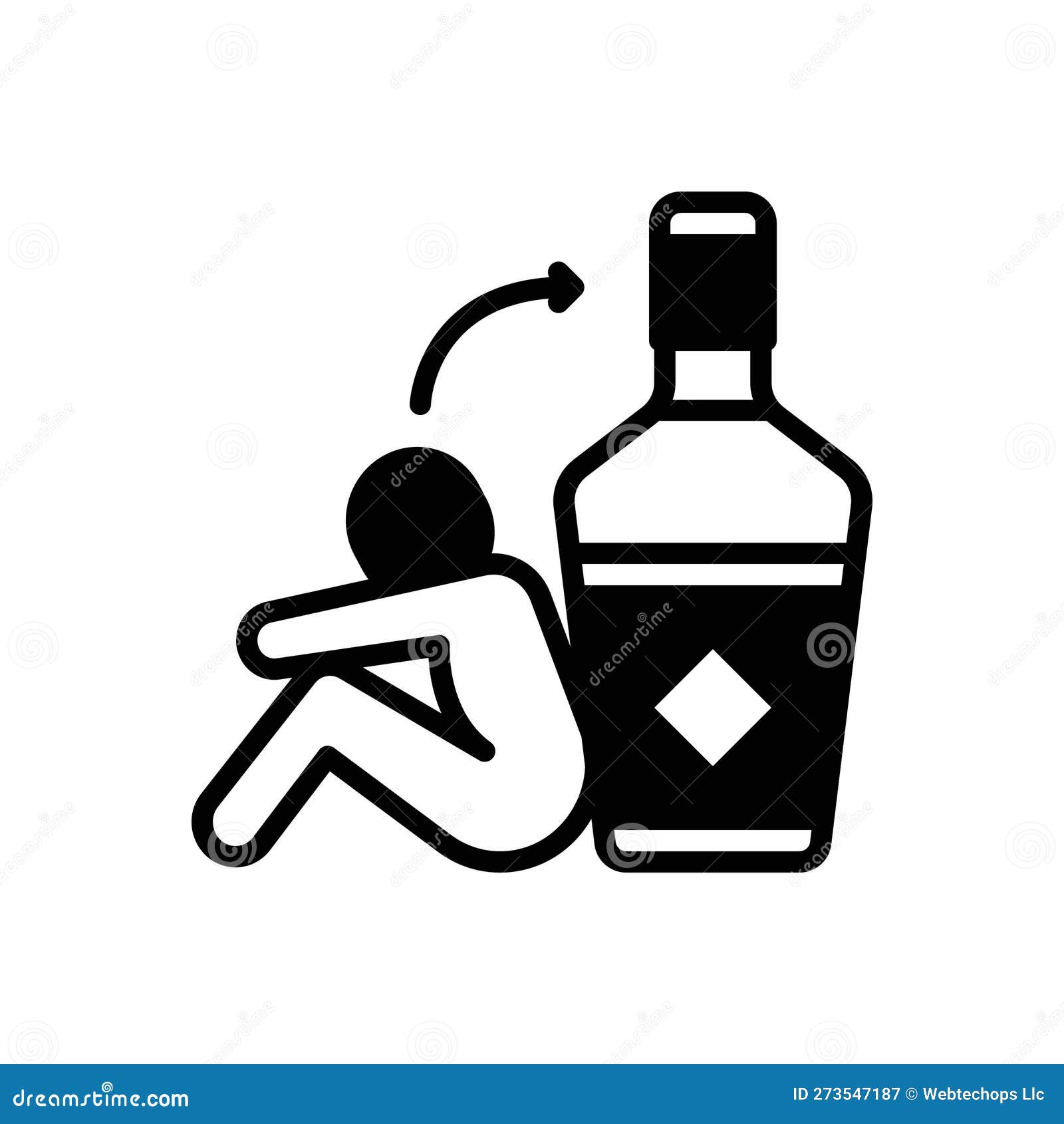 Black Solid Icon for Depend, Succumb and Alcoholism Stock Vector ...