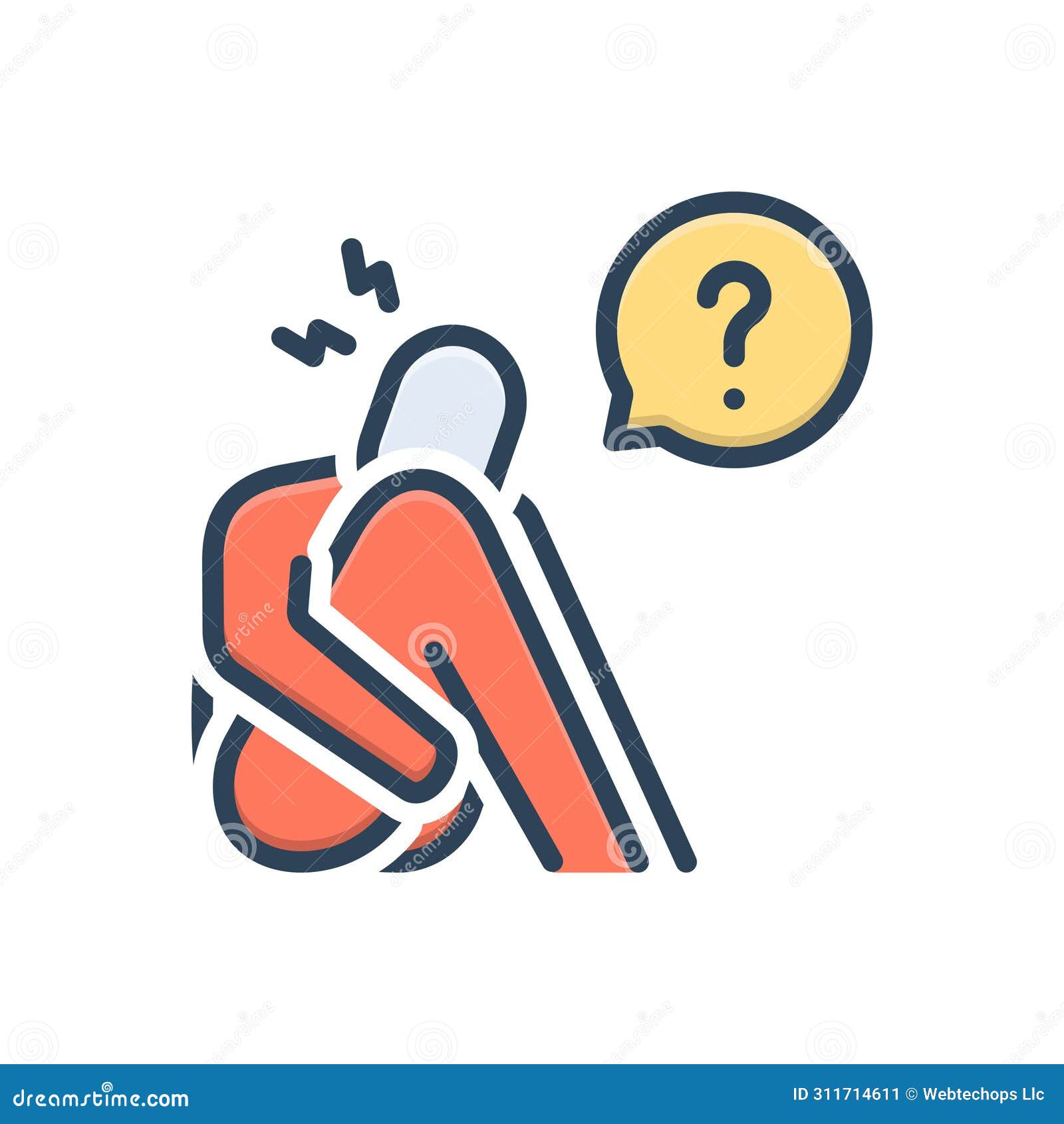 Color Illustration Icon for Depression, Remorse and Worried Stock ...