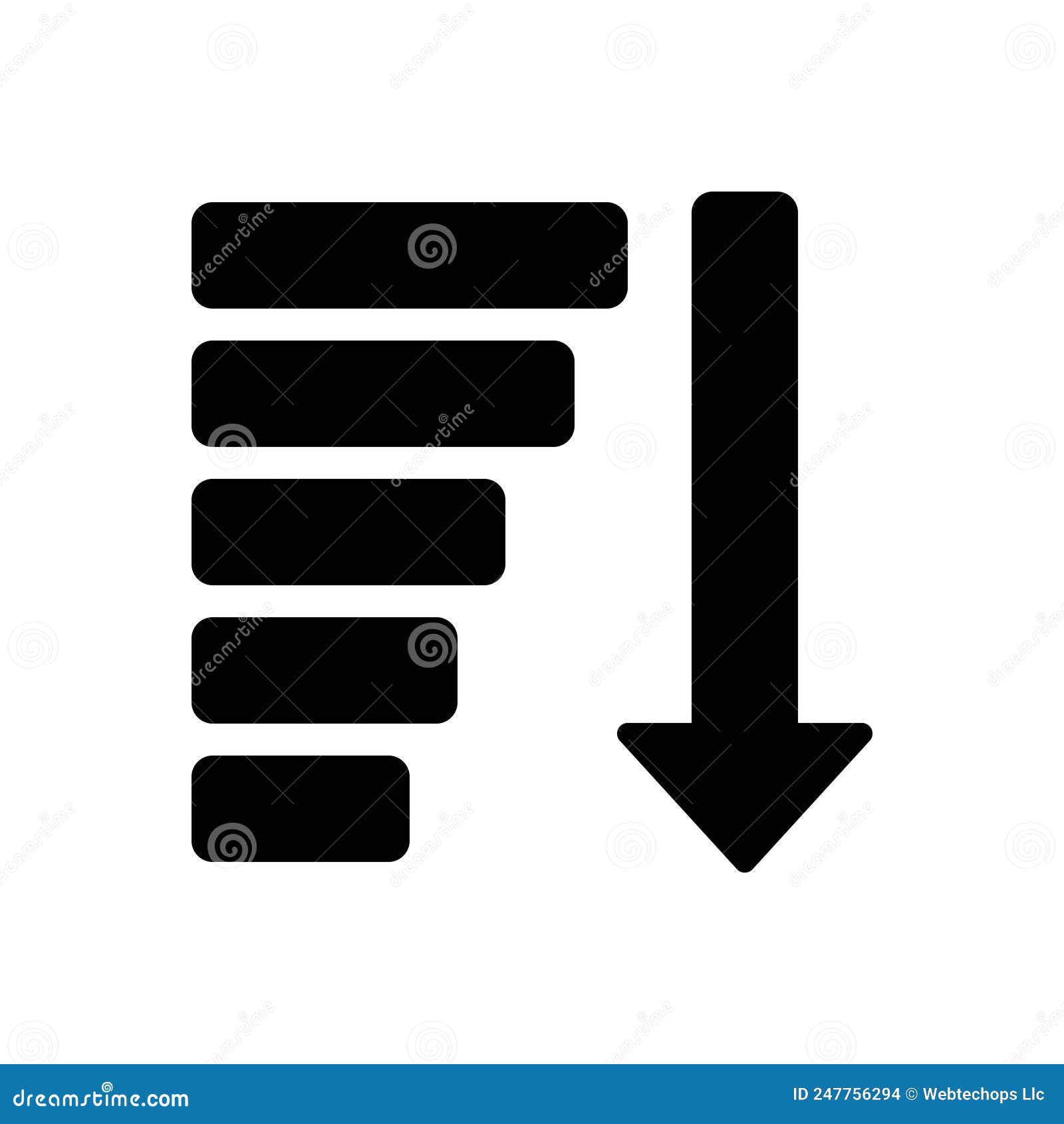 Black Solid Icon for Descending, Downward and Arrow Stock Vector - Illustration of progress ...