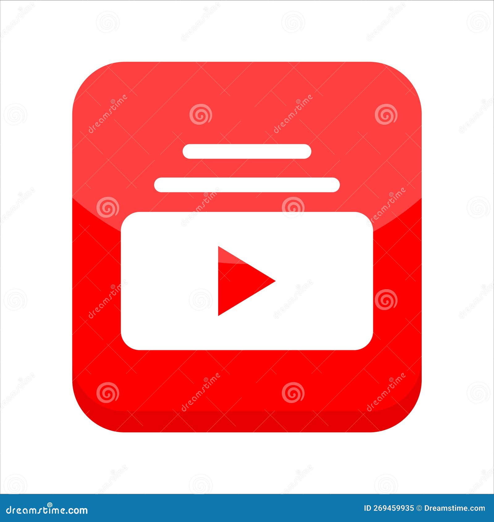 Modern Flat Youtube Icon stock illustration. Illustration of line ...