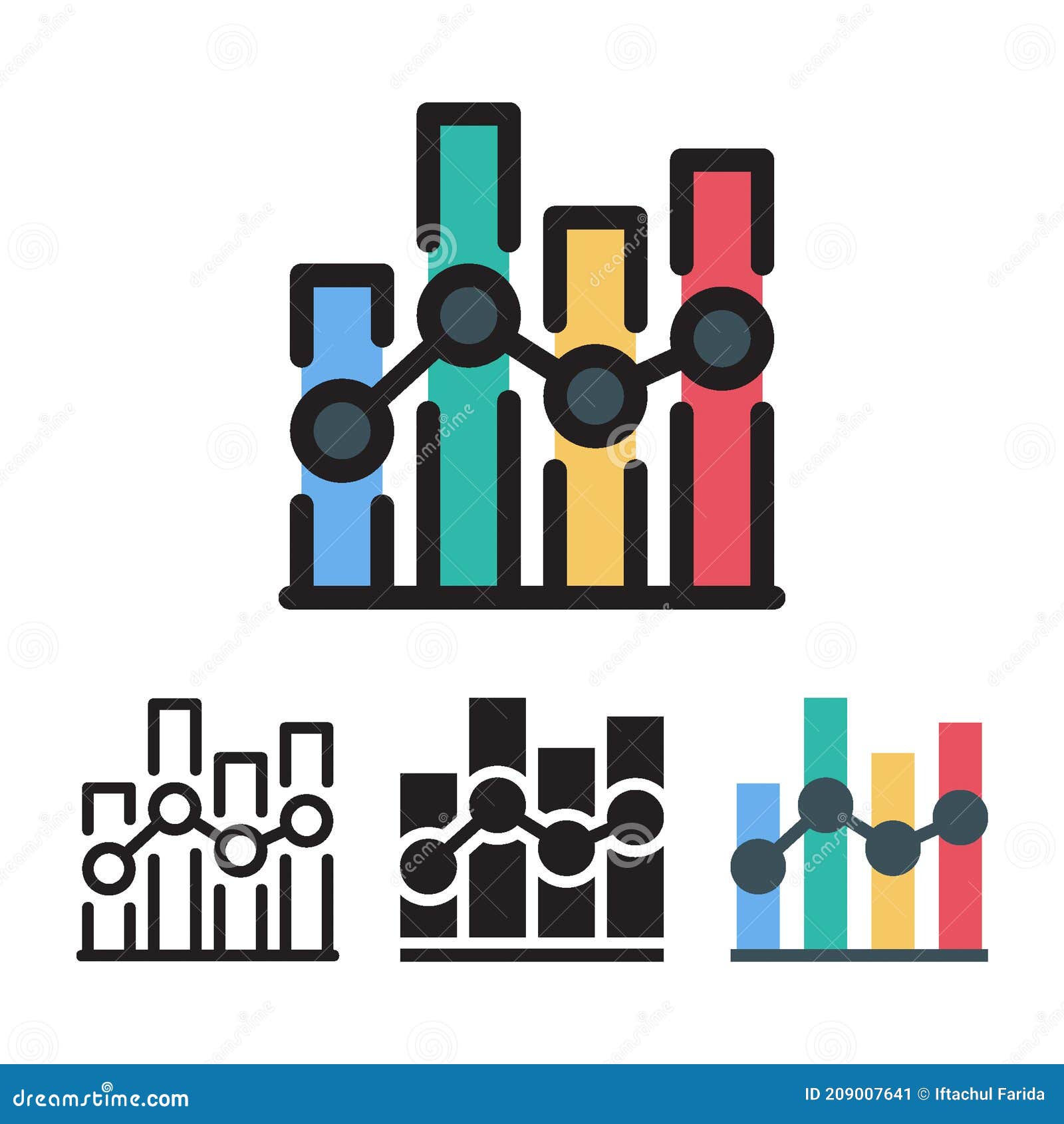 Icon Design Graphic Template 4 Style - Bar Chart Symbol Stock Vector ...
