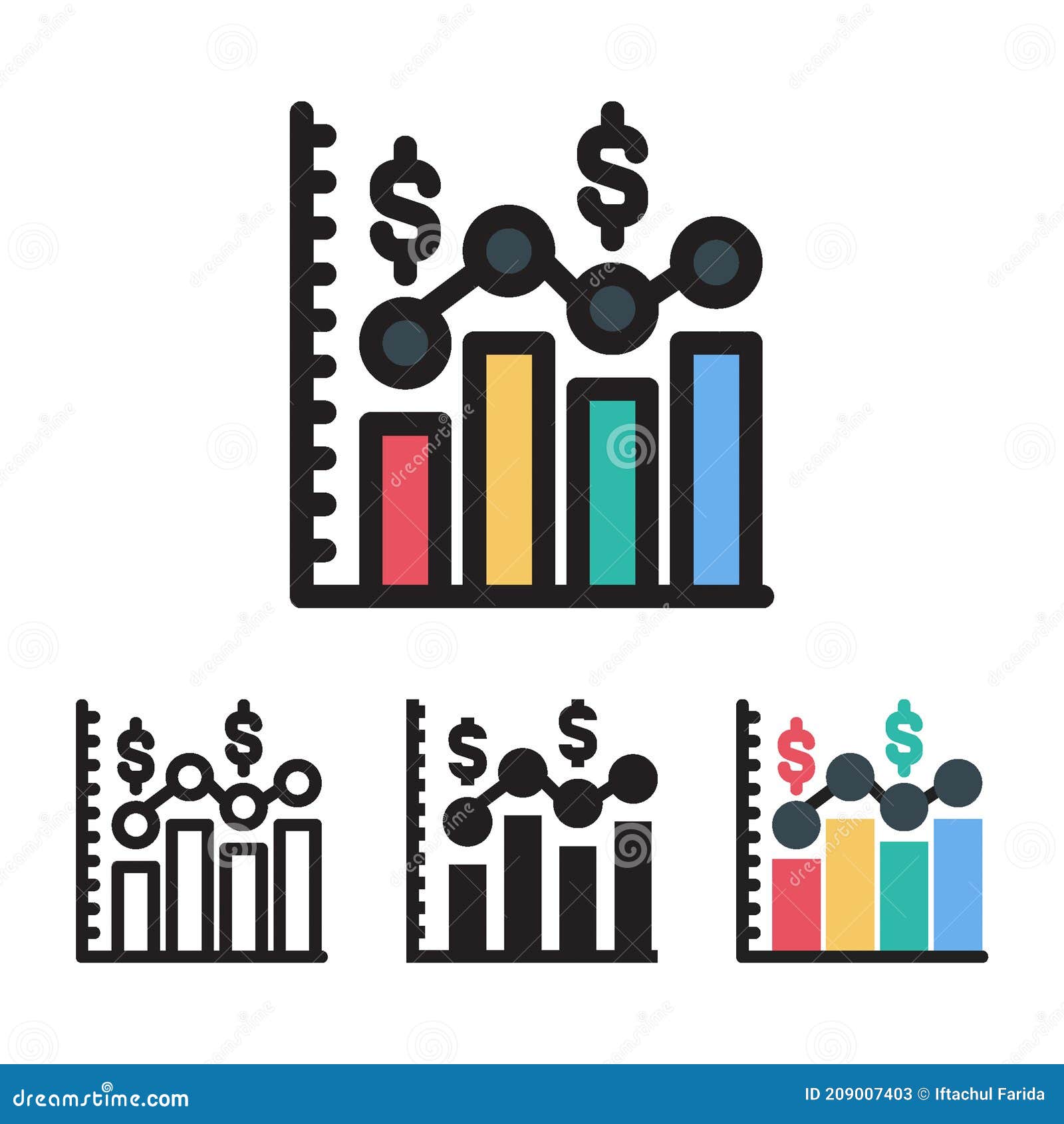 Icon Design Graphic Template 4 Style - Line Chart Symbol Stock Vector ...