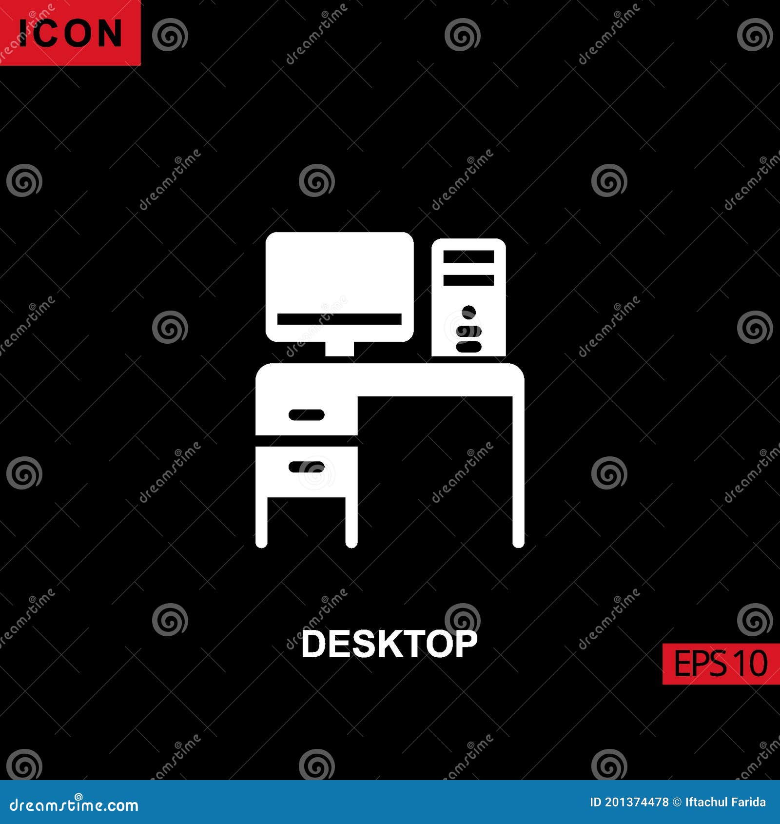 Icon Desktop Computer. Flat, Glyph or Filled Vector Icon Symbol Sign ...