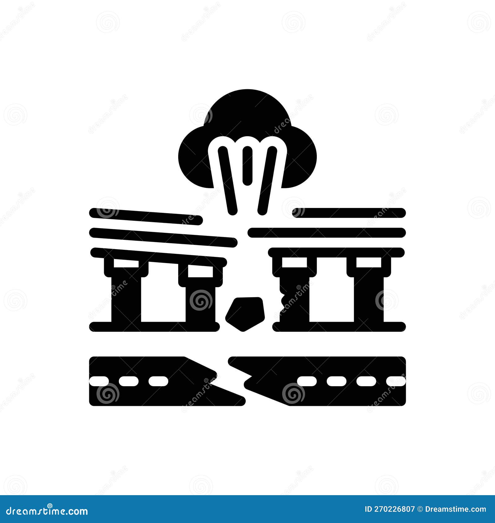 Black Solid Icon for Destruction, Demolition and Waste Stock Vector ...